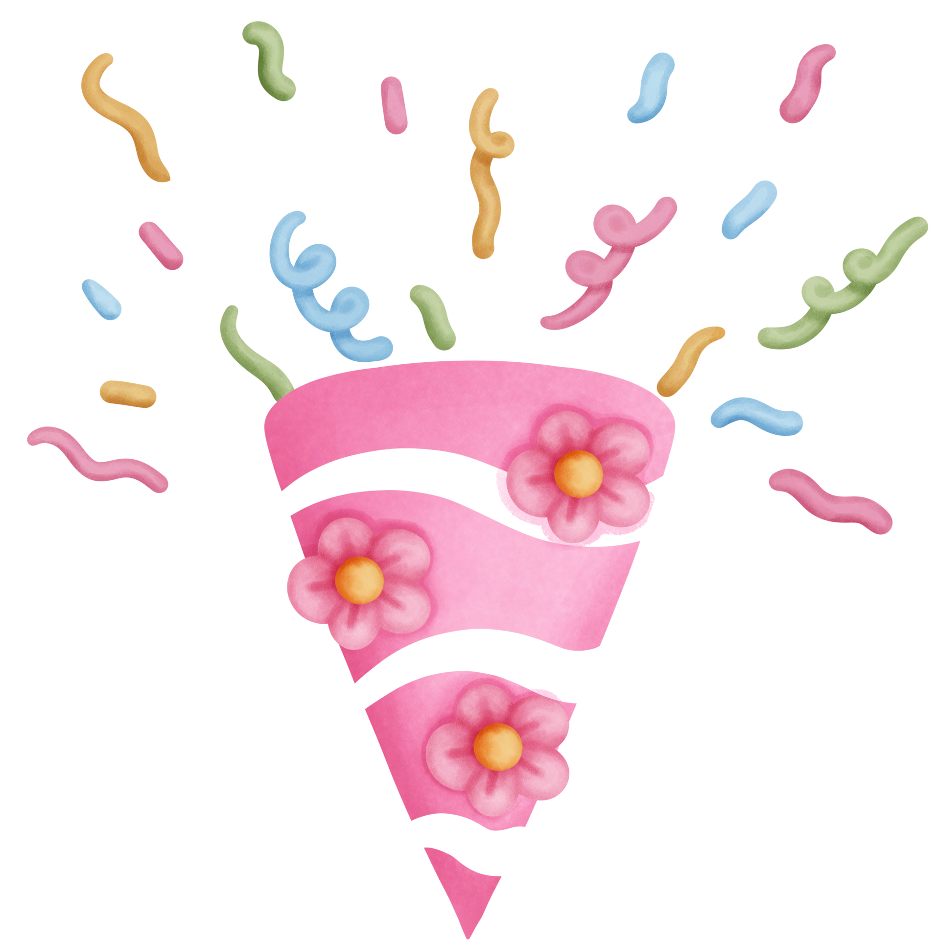 Exploding party popper with confetti clipart. Colorful party streamers ... Exploding party popper with confetti clipart. Colorful party streamers ...