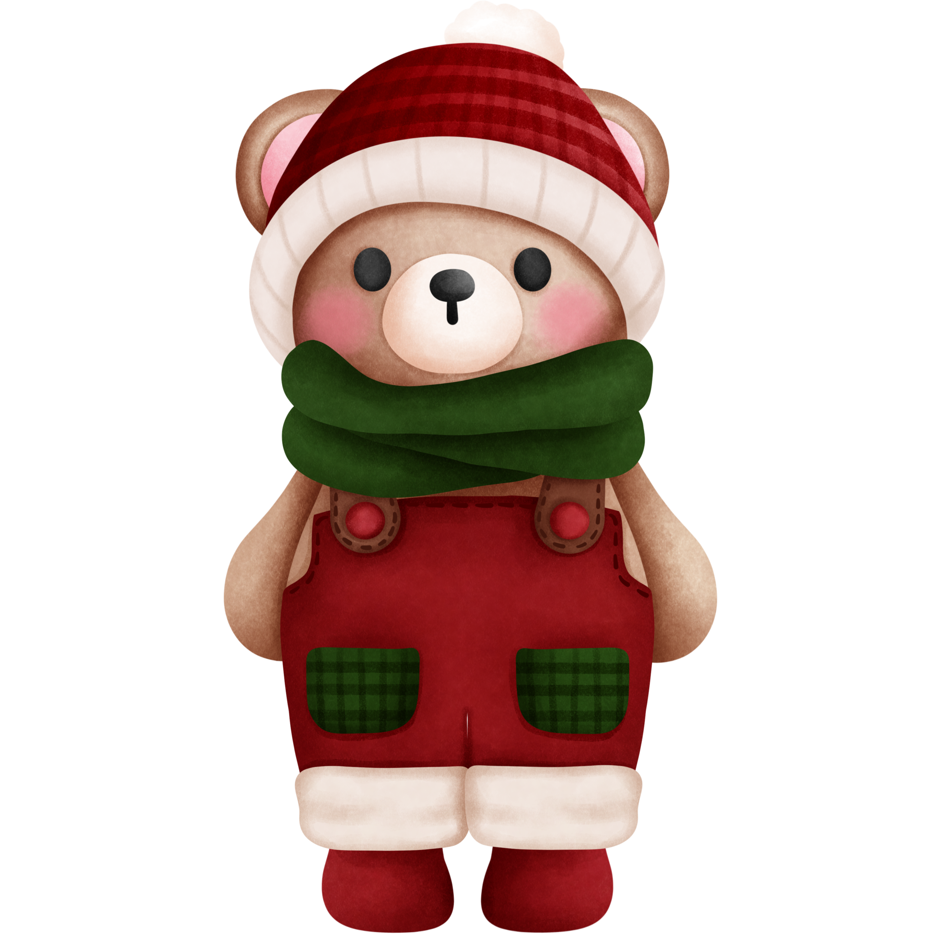 Watercolor cute baby teddy bear in christmas outfits clipart.Woodland ...