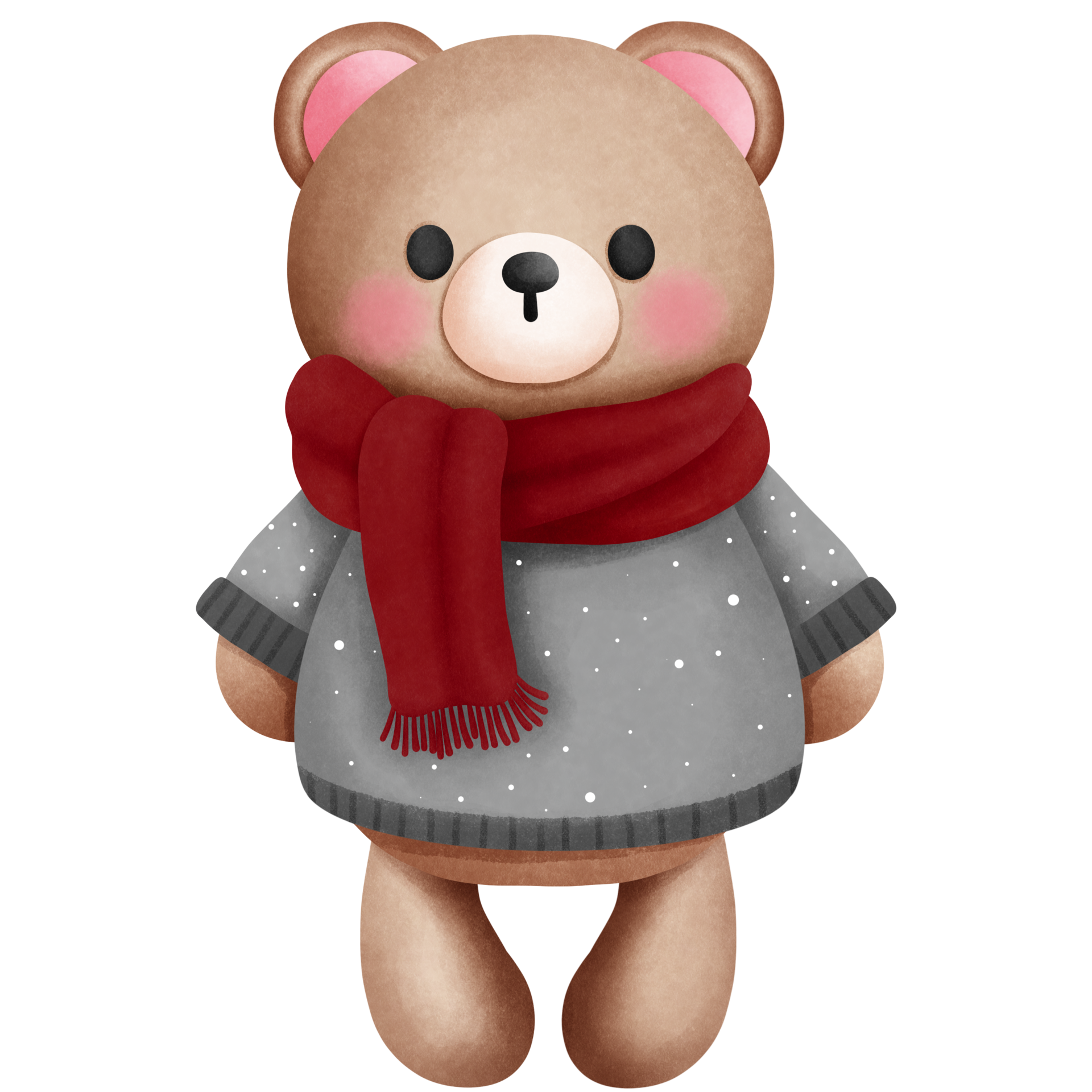 Watercolor cute teddy bear in christmas outfits clipart.Woodland animal ...