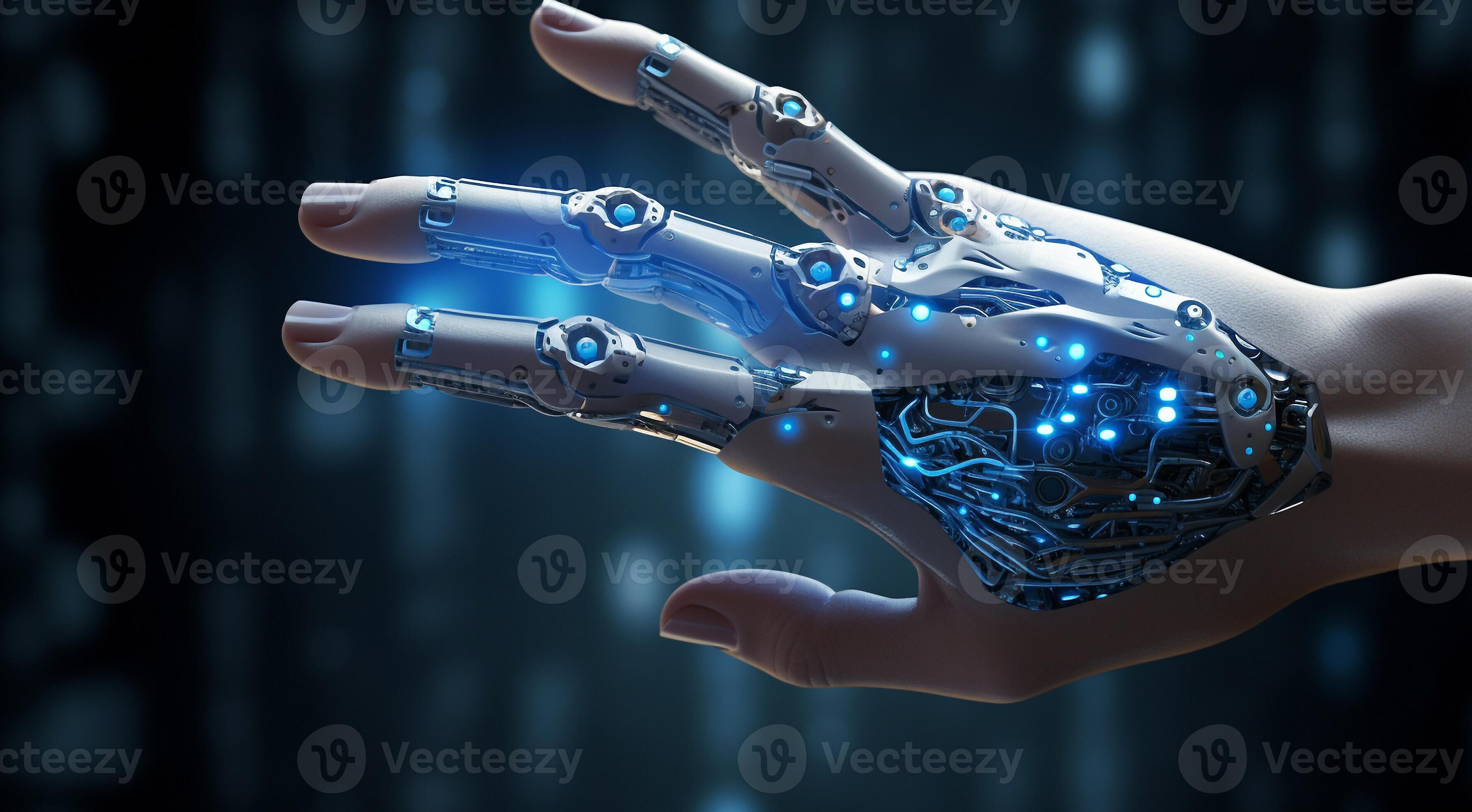 AI generated close-up of AI robot hand, AI robot hand on technology ... AI generated close-up of AI robot hand, AI robot hand on technology ...