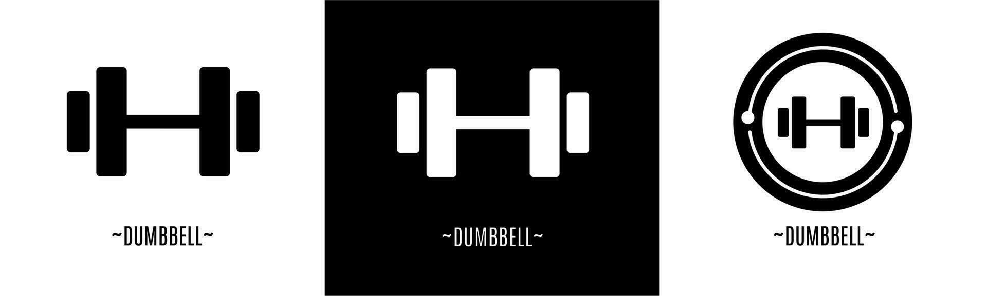 Dumbbell logo set. Collection of black and white logos. Stock vector. 36140883 Vector Art at ...