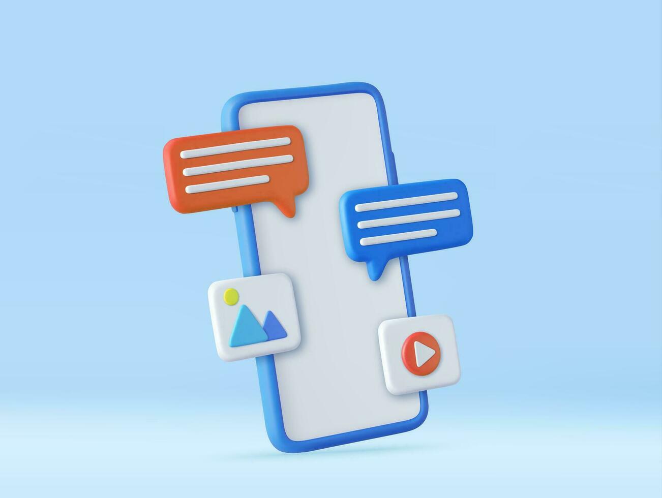 3D speech bubble icon with video and photo gallery 36143394 Vector Art ...