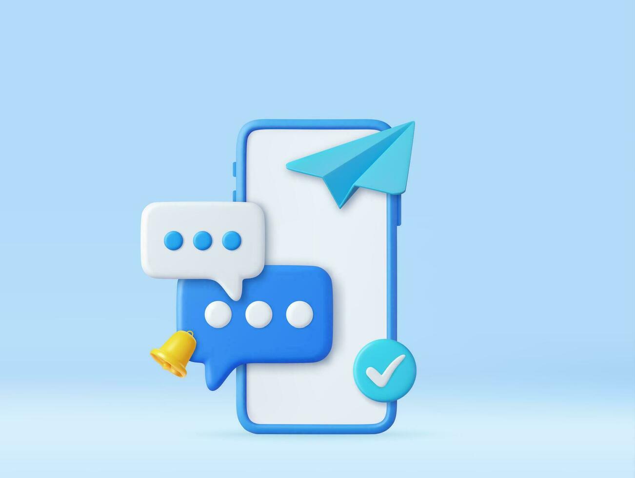 3D Mobile Phone with Speech bubble messages. 36143422 Vector Art at ...