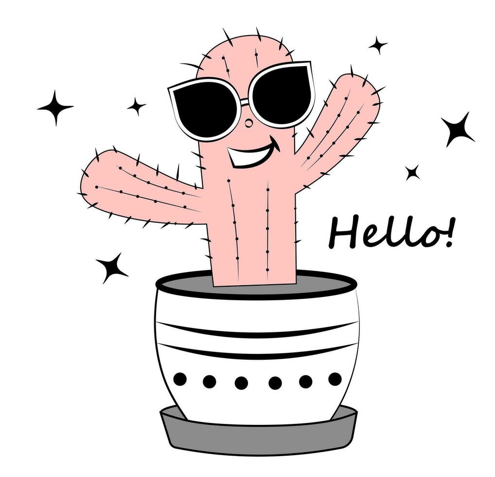Cactus In Sunglasses Doodle Illustration 36145773 Vector Art At Vecteezy