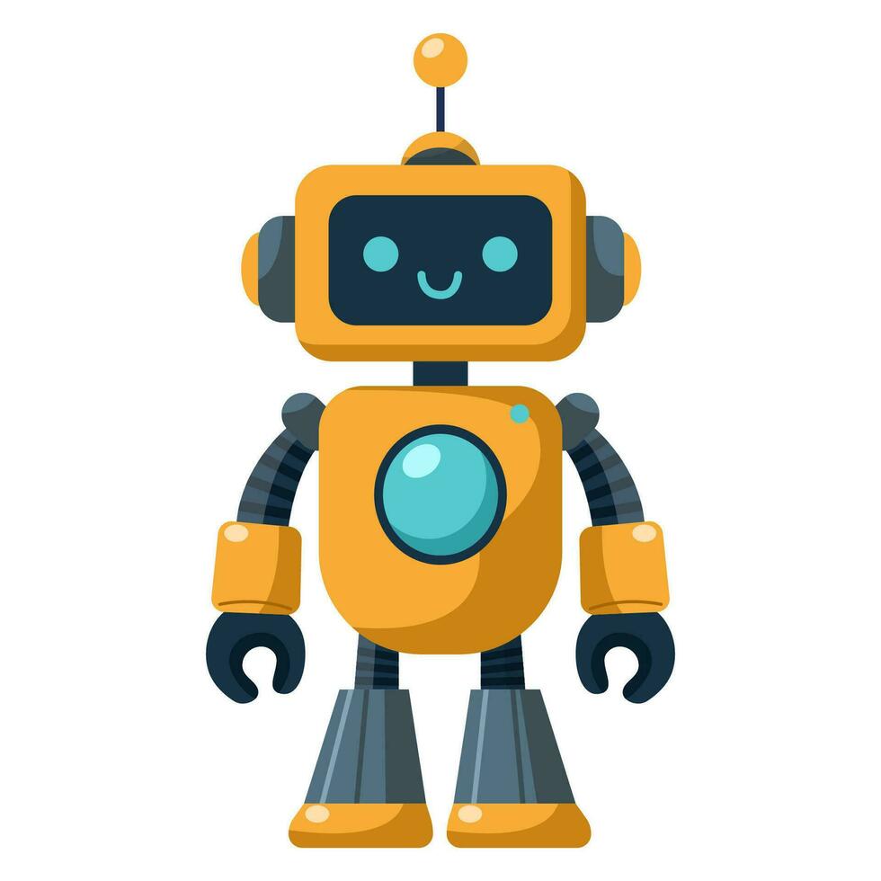 Cute Funny Yellow Robot 36147366 Vector Art At Vecteezy