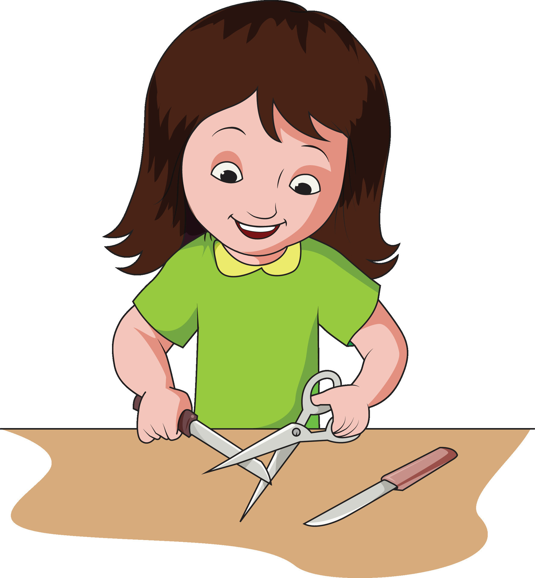 Girl Playing With Sharp Objects Scissors Knife Vector Illustration 36148100 Vector Art At Vecteezy