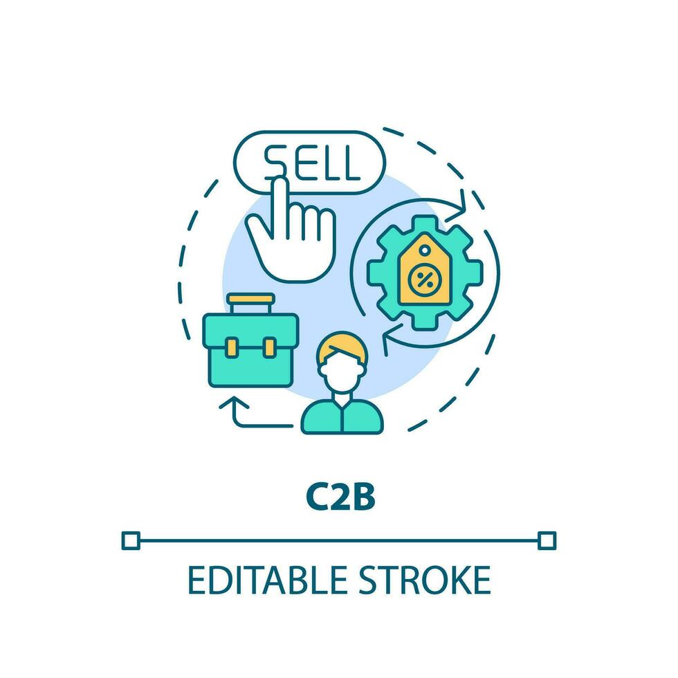 2D editable multicolor icon C2B concept, simple isolated vector, C2C thin line illustration ...