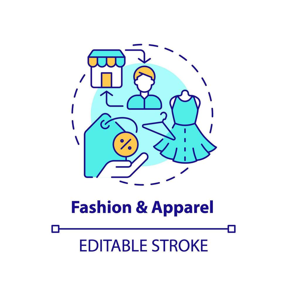 2d Editable Multicolor Icono Moda Y Vestir Concepto Sencillo Aislado