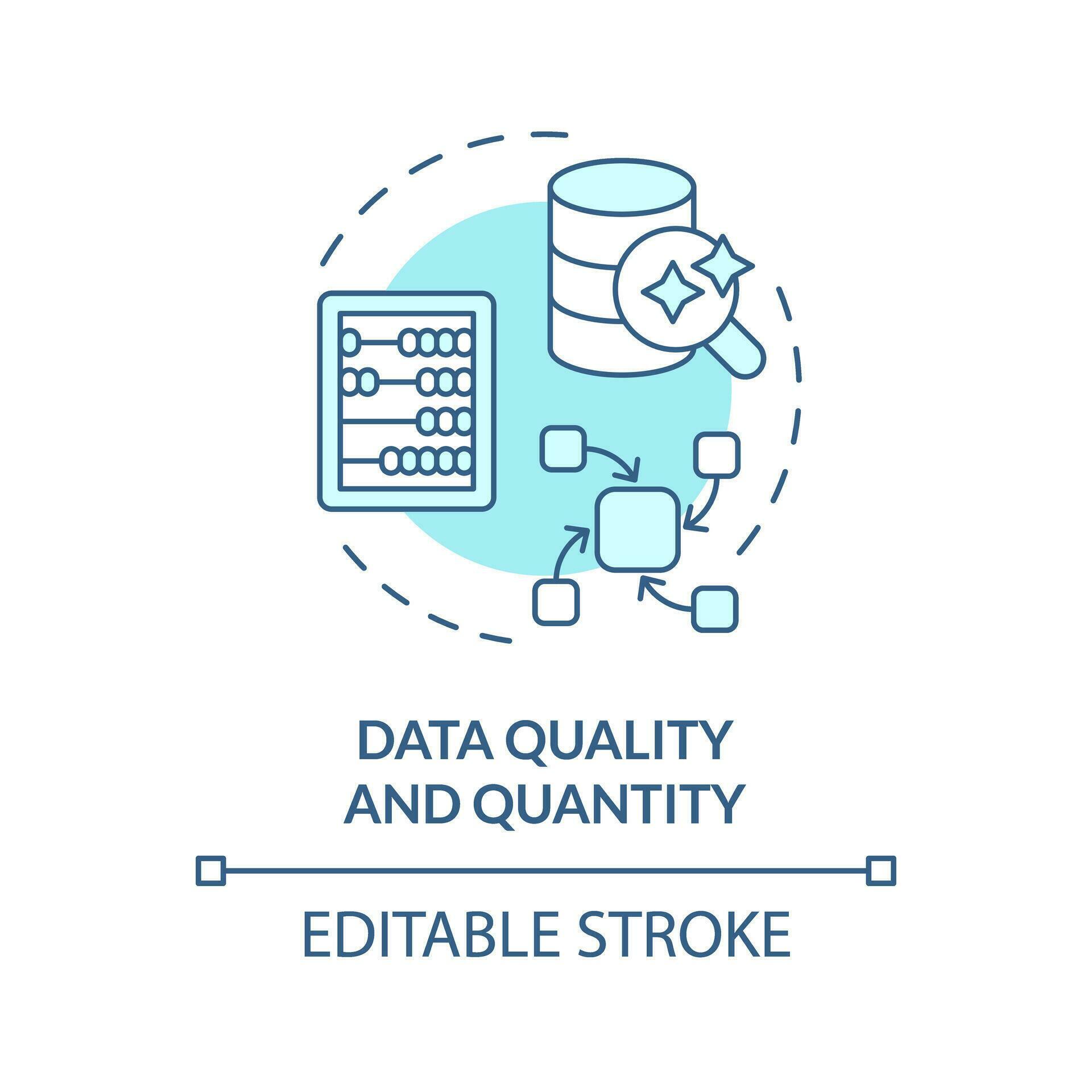 2D editable blue data quality and quantity icon, monochromatic isolated ...