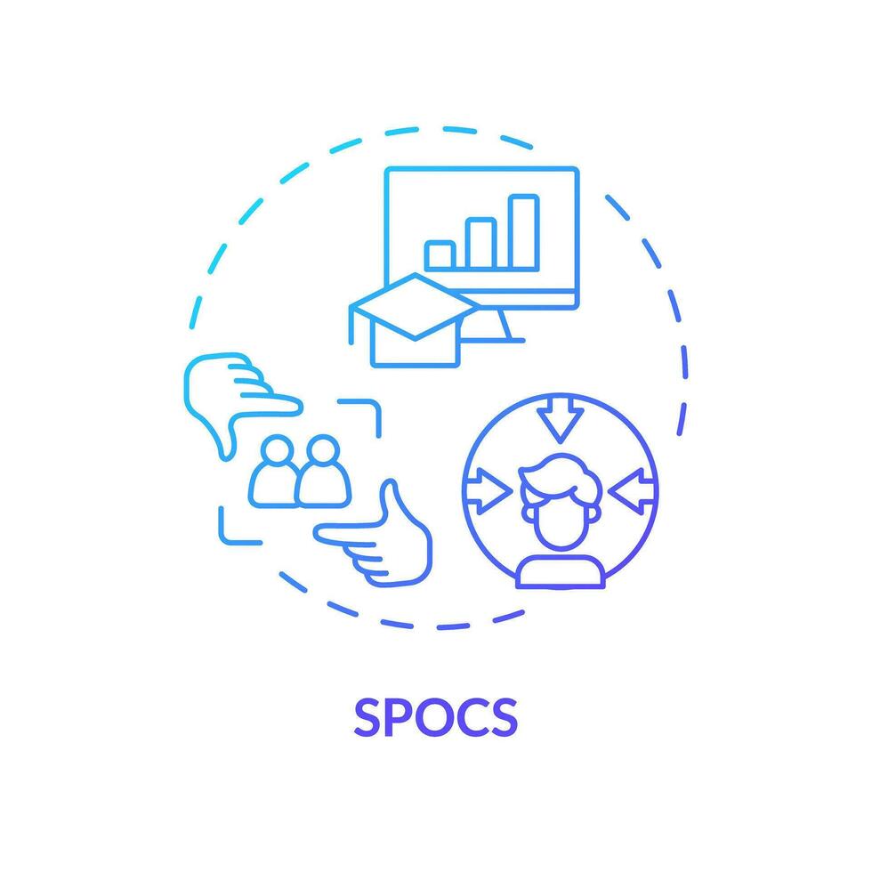 2d Gradient Icon Spocs Concept Simple Isolated Vector Mooc Blue Thin