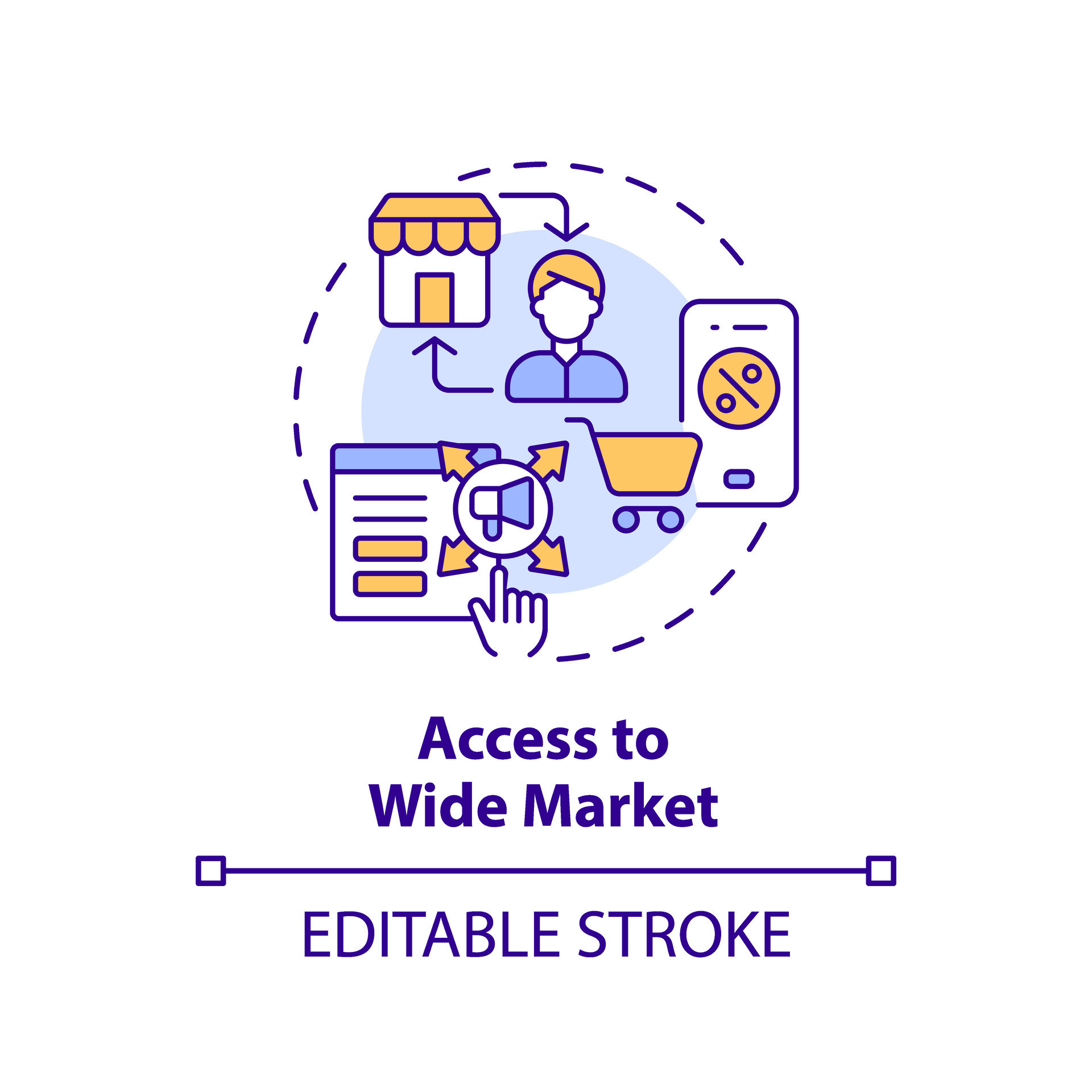 2d Editable Multicolor Icon Access To Wide Market Concept Simple