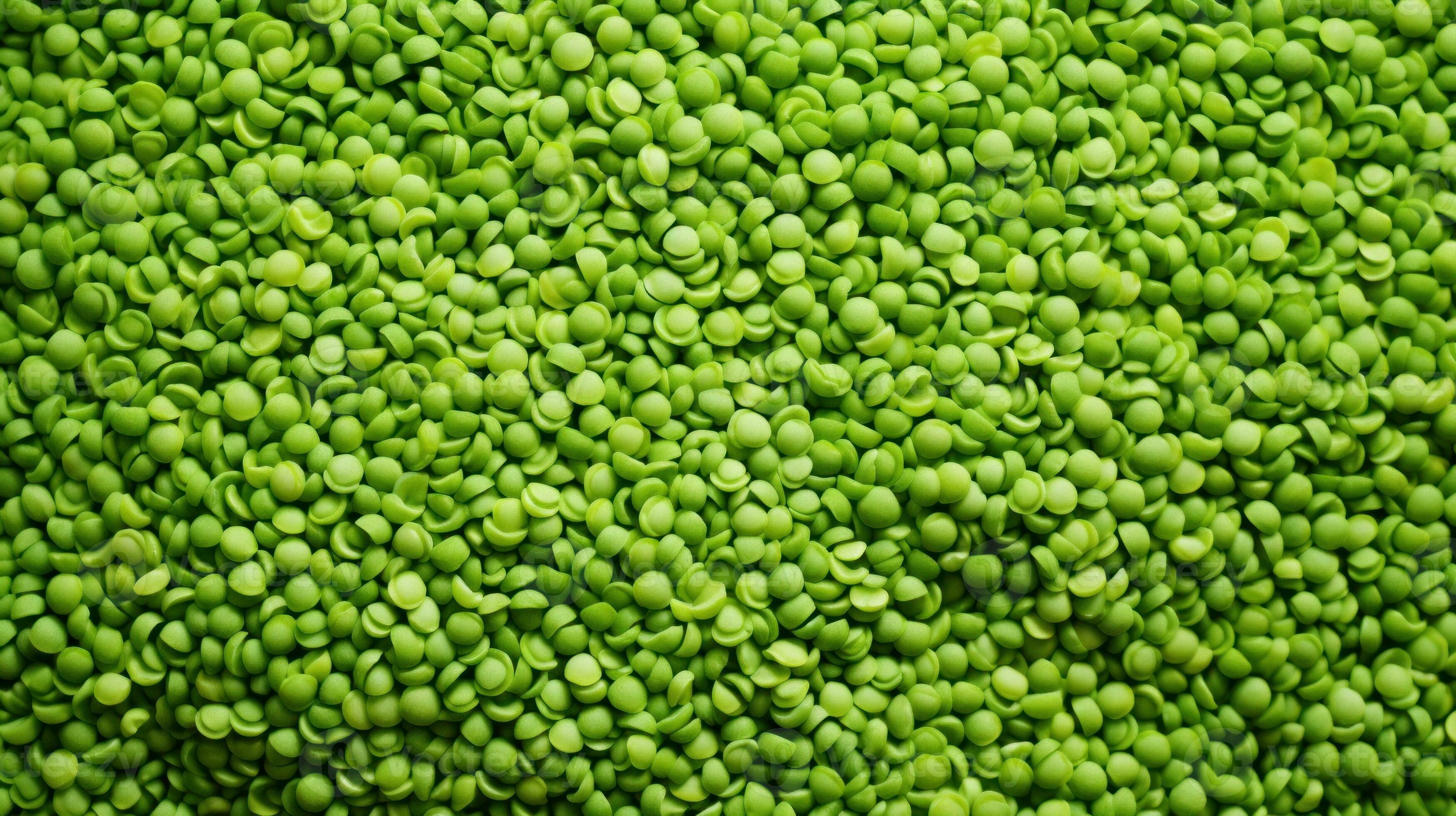 AI generated Close-up view of fresh green peas evenly scattered on ...