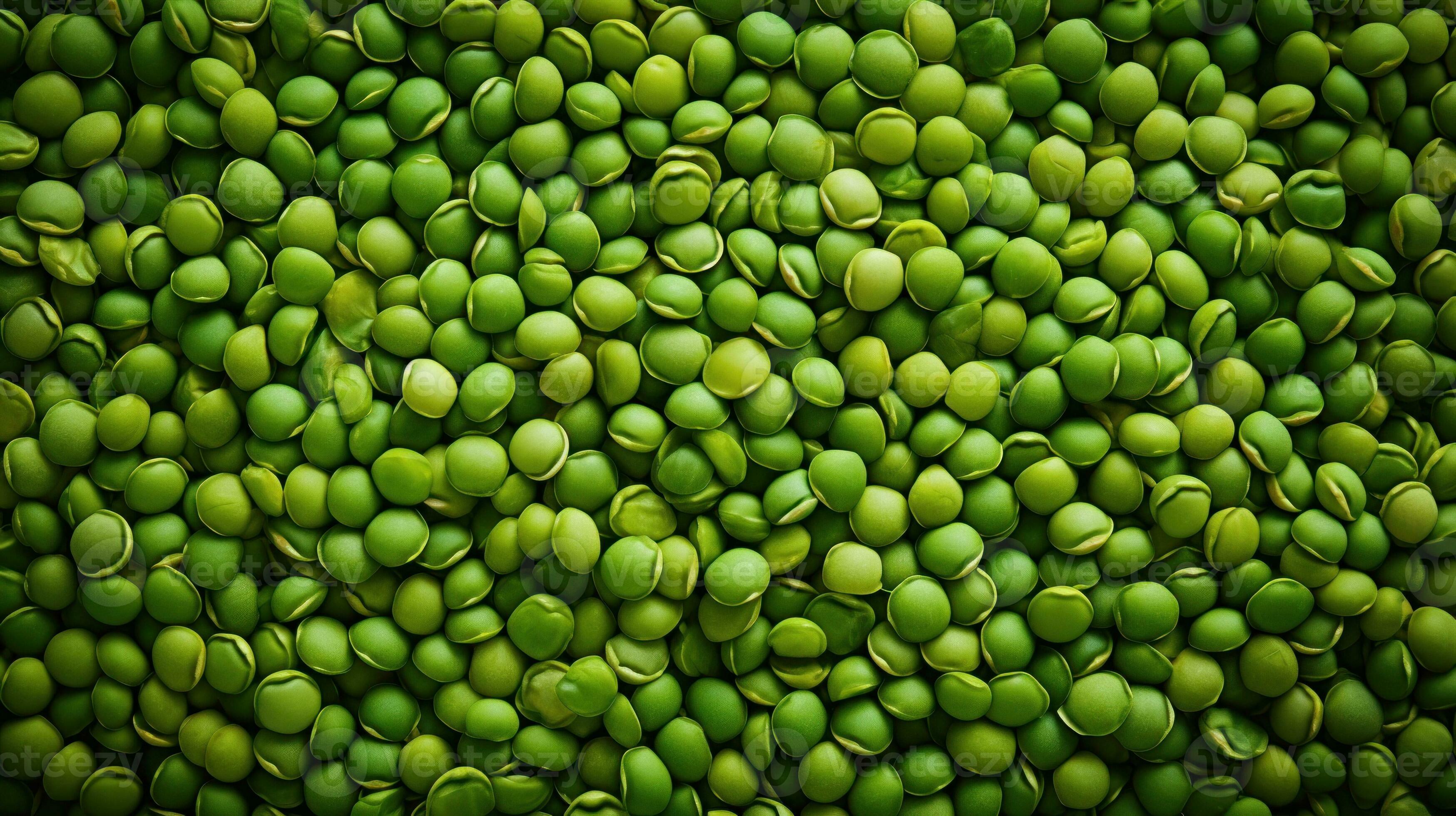 AI generated Close-up view of fresh green peas evenly scattered on ...