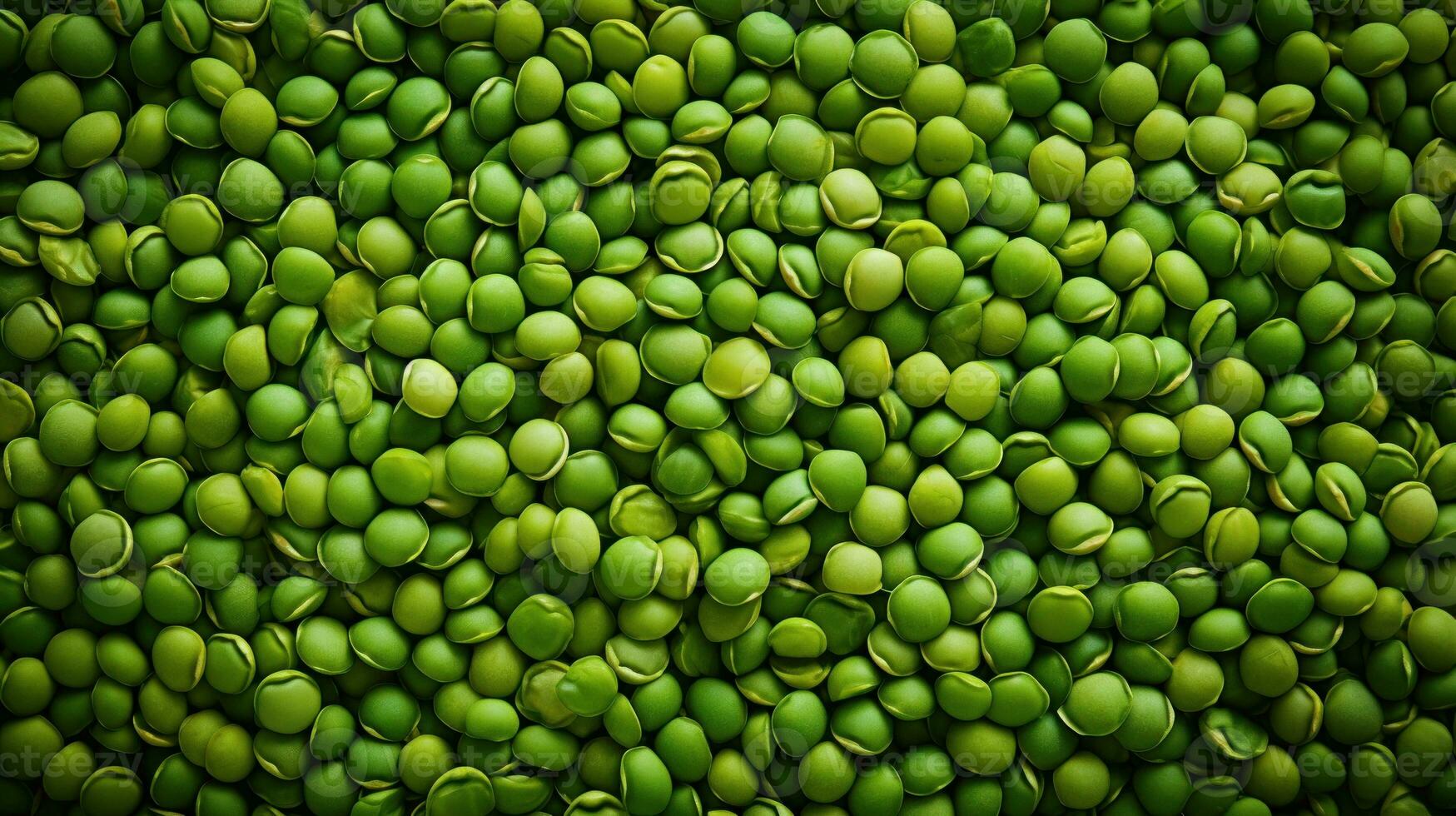 AI generated Close-up view of fresh green peas evenly scattered on ...