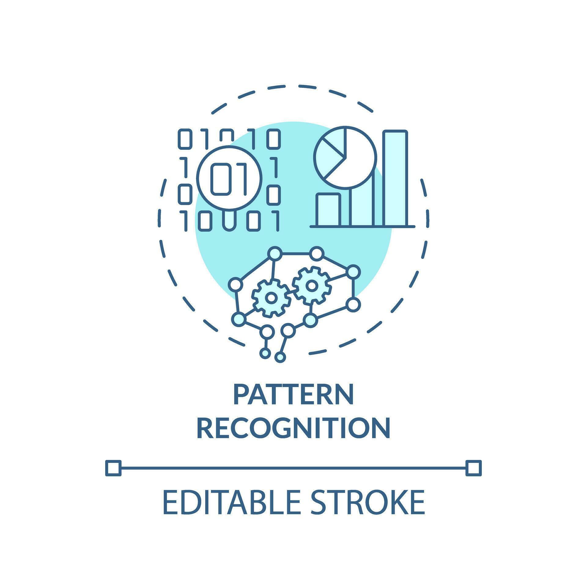 2D editable blue pattern recognition icon, monochromatic isolated ...