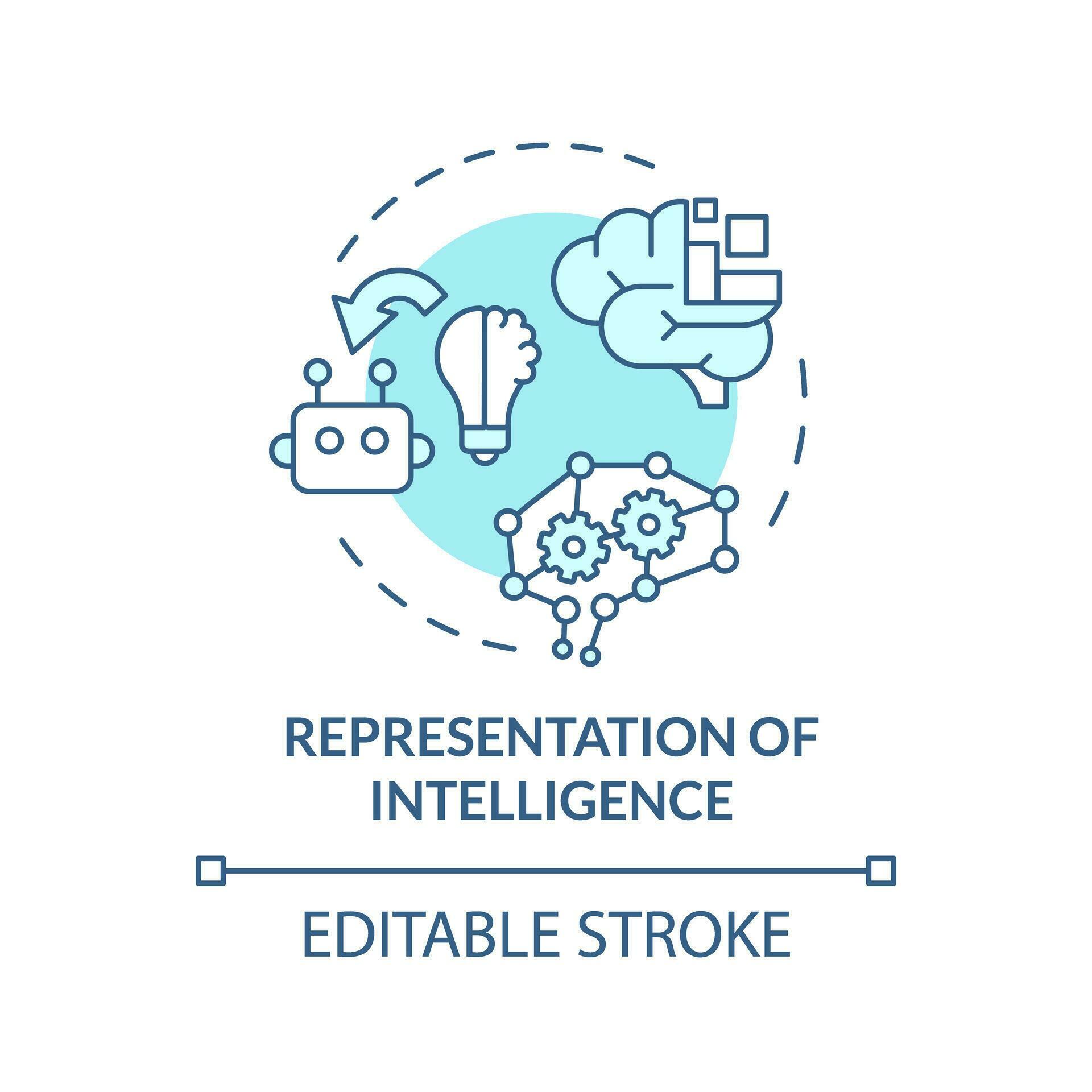 2d Editable Blue Representation Of Intelligence Icon Monochromatic