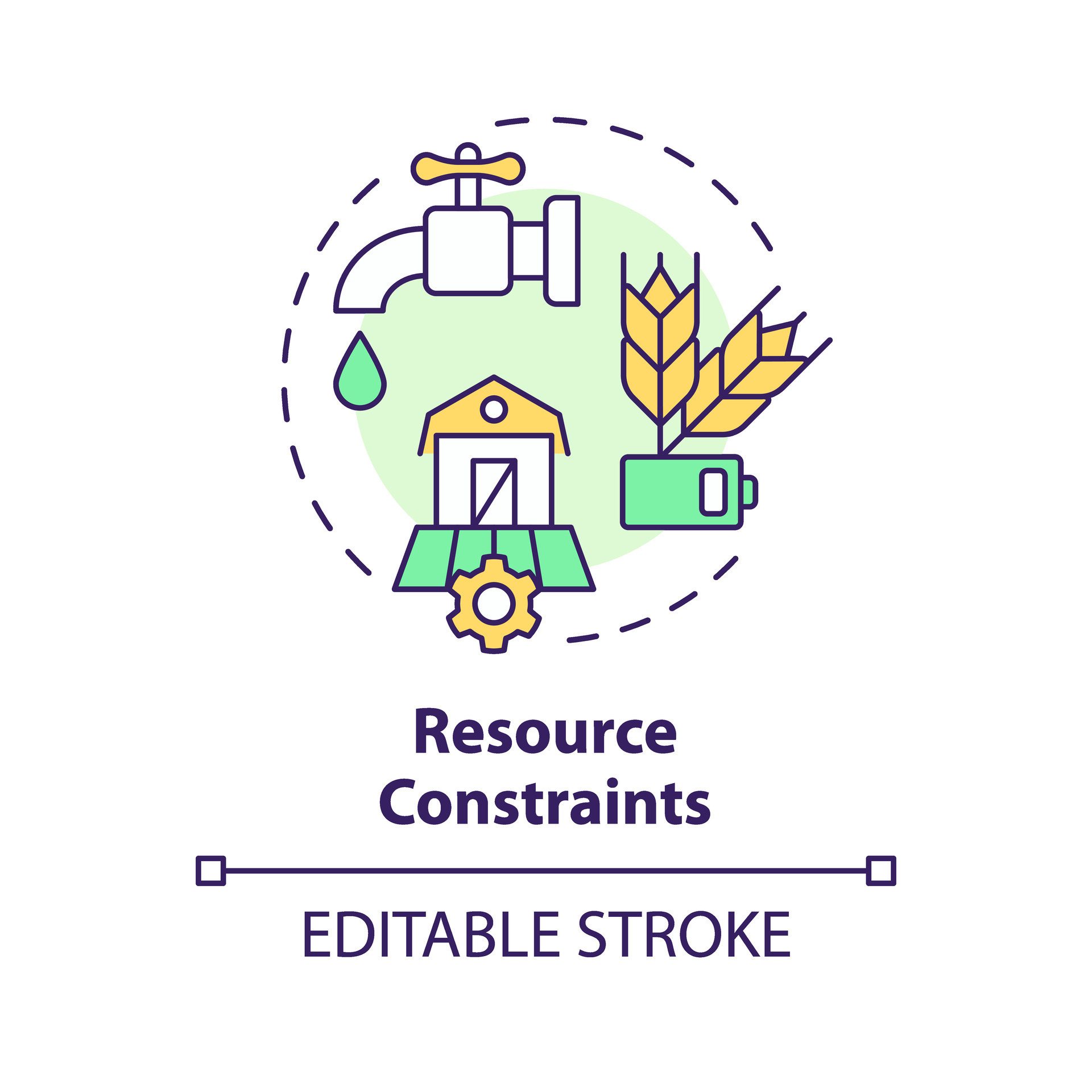 2D editable multicolor resource constraints icon, creative isolated vector, thin line ...
