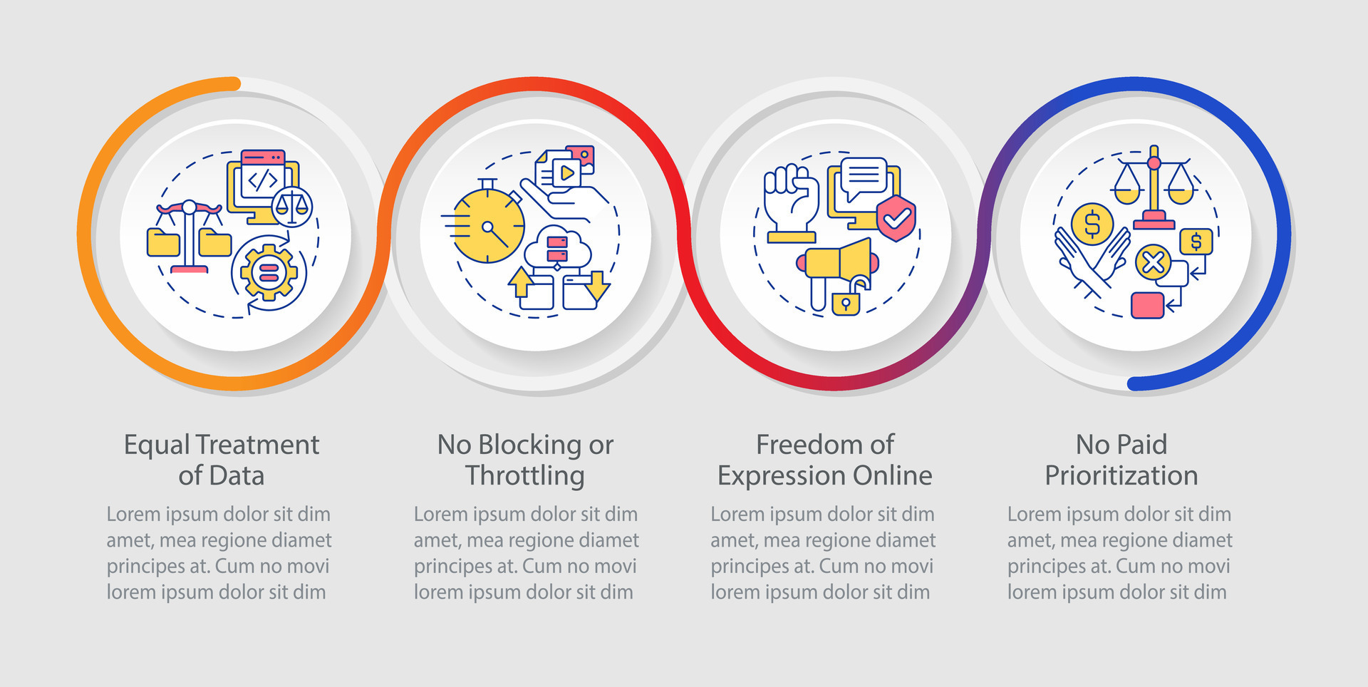 2D cyber law vector infographics template with linear icons concept ...