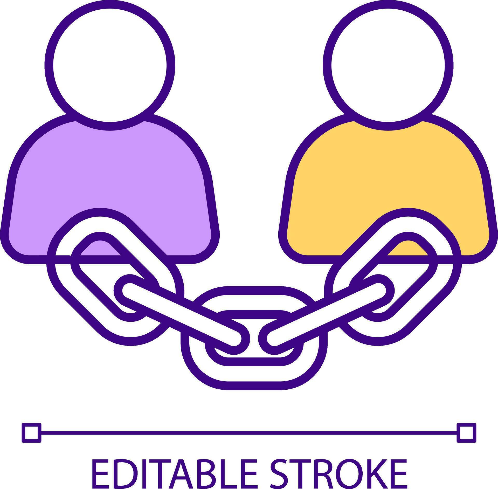 2D editable dependency icon representing codependent relationship, isolated vector, multicolor ...