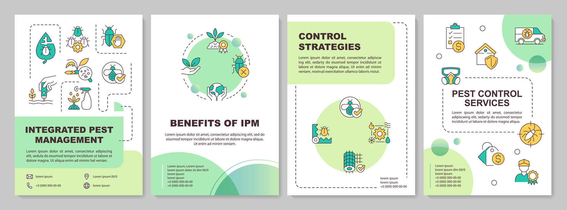 Gradient Integrated Pest Management Brochure Template Leaflet Design With Thin Linear Icons 4
