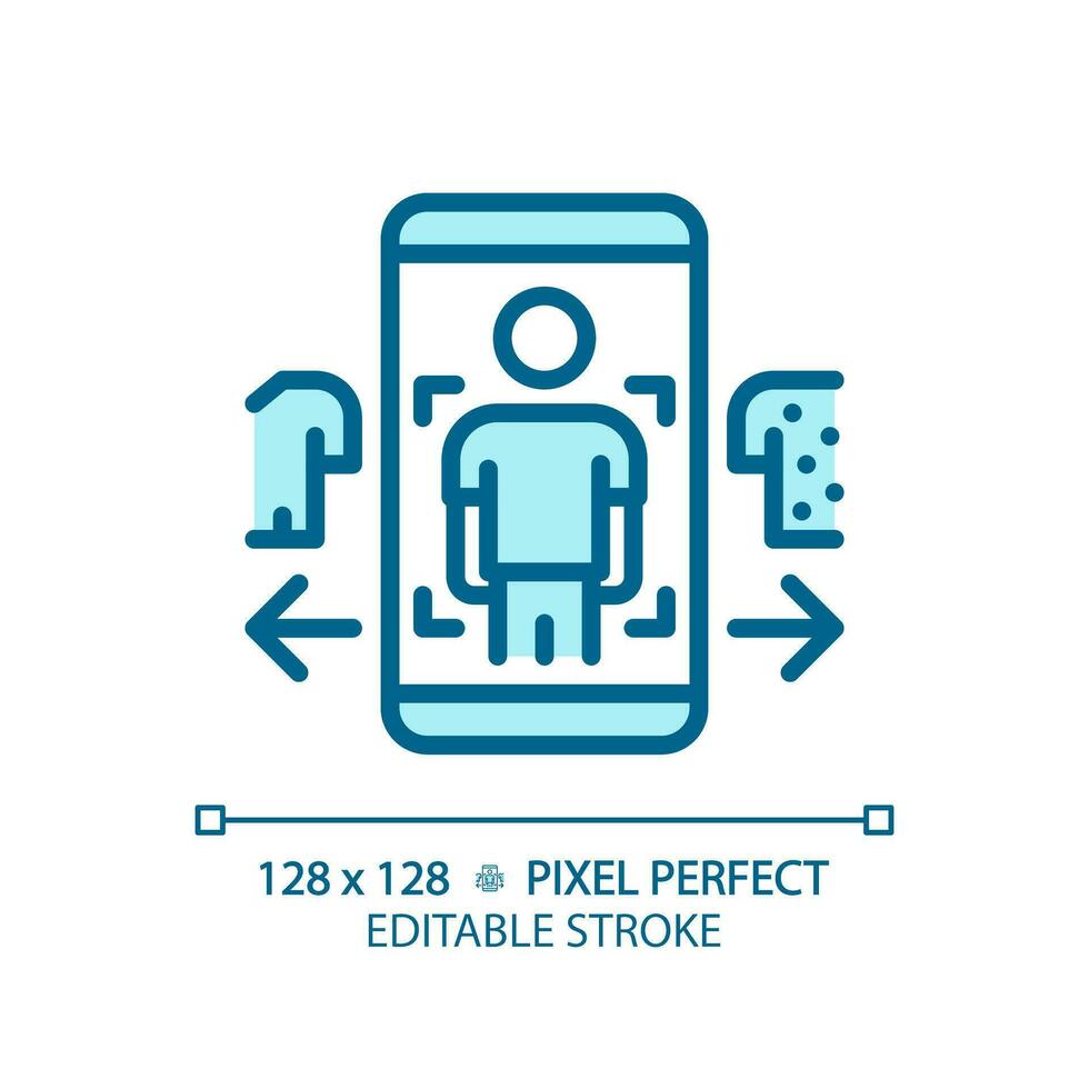 2D pixel perfect editable blue mobile app icon, isolated monochromatic vector, thin line ...
