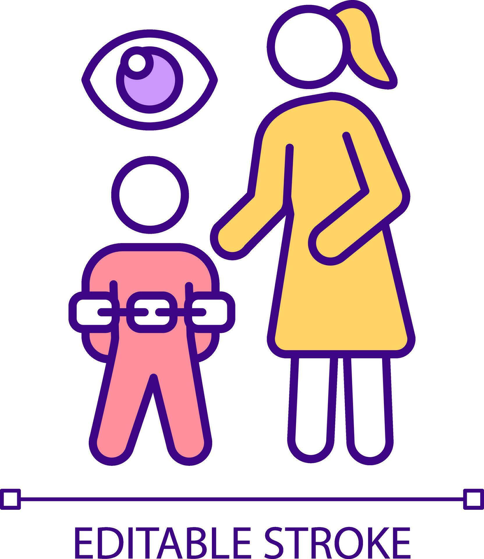 2D editable parenting dynamics icon representing codependent relationship, isolated vector ...