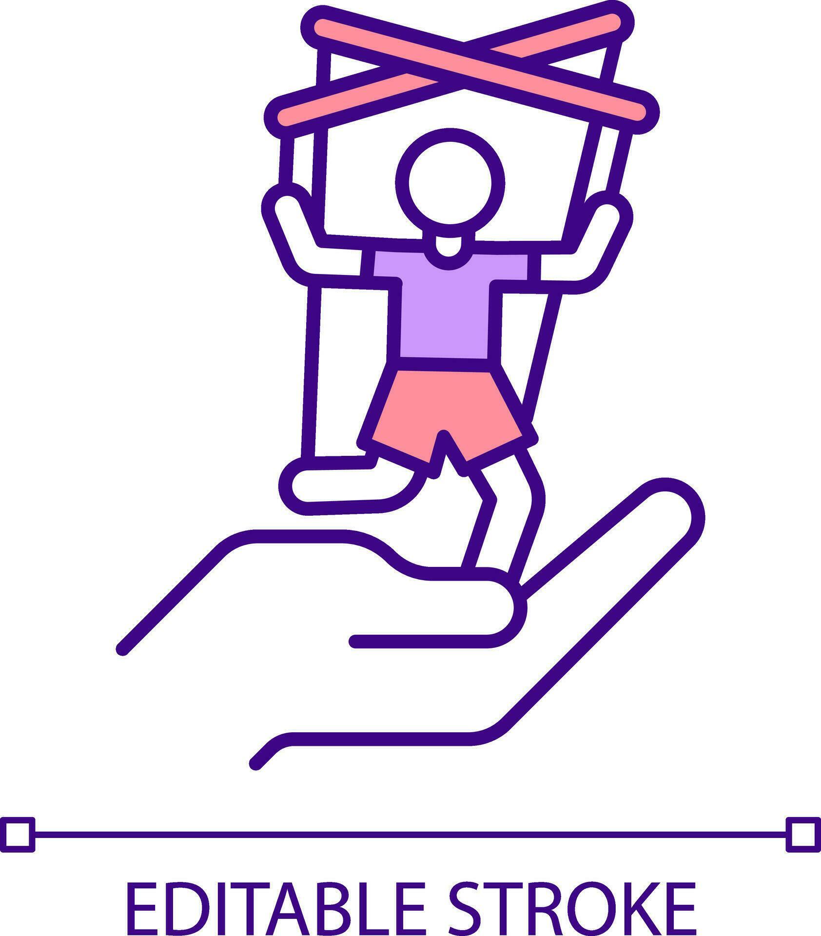 2D editable poor boundaries icon representing codependent relationship, isolated vector ...