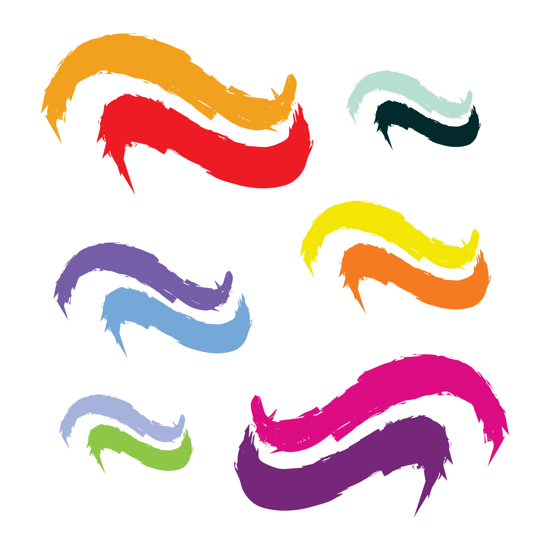 Colorful watercolor splashes. Colorful vector watercolor brush strokes ...