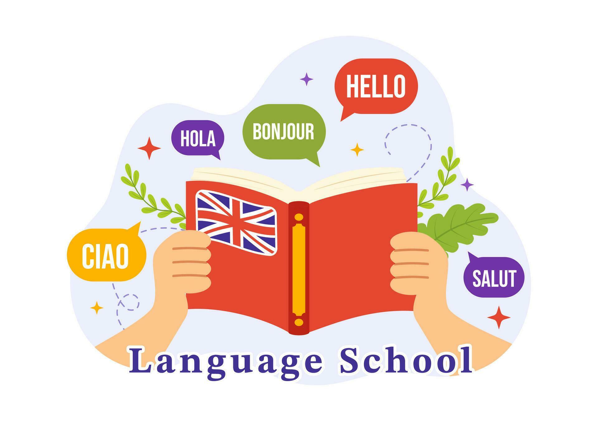 Language School Vector Illustration of Online Learning, Courses, Training Program and Study ...