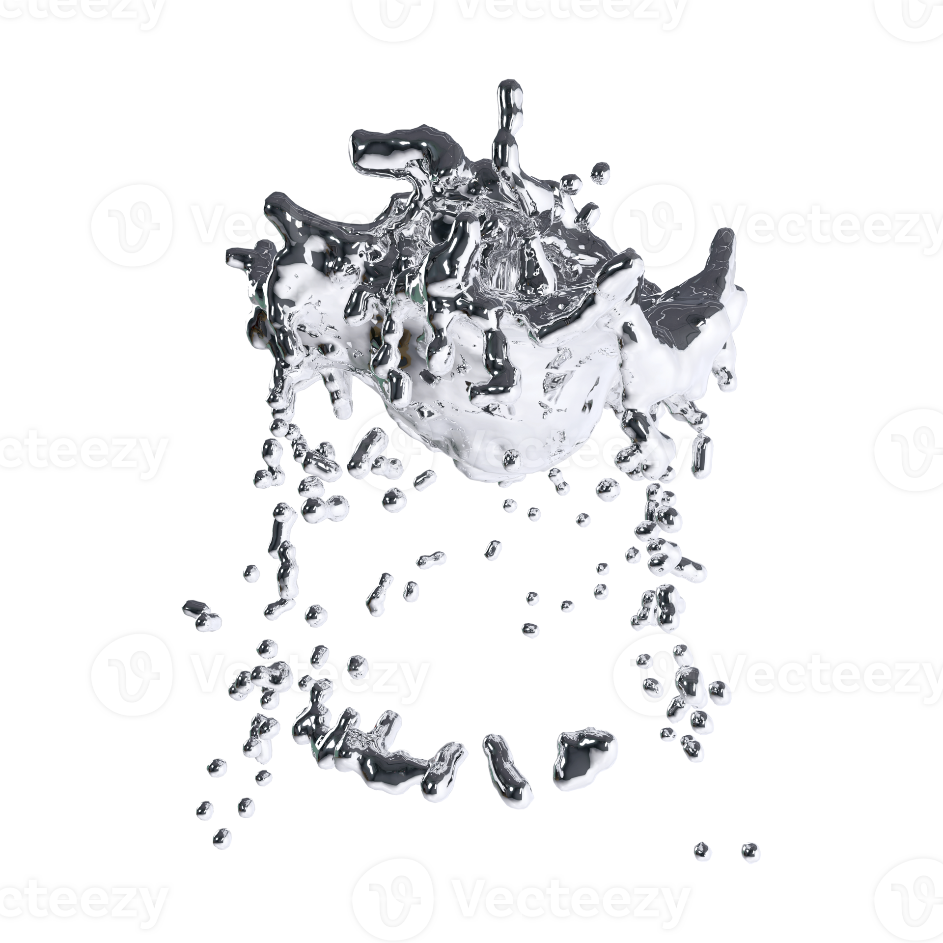 Futuristic Chrome Liquid Abstract Metallic Shape 3d Render 36152358 Png