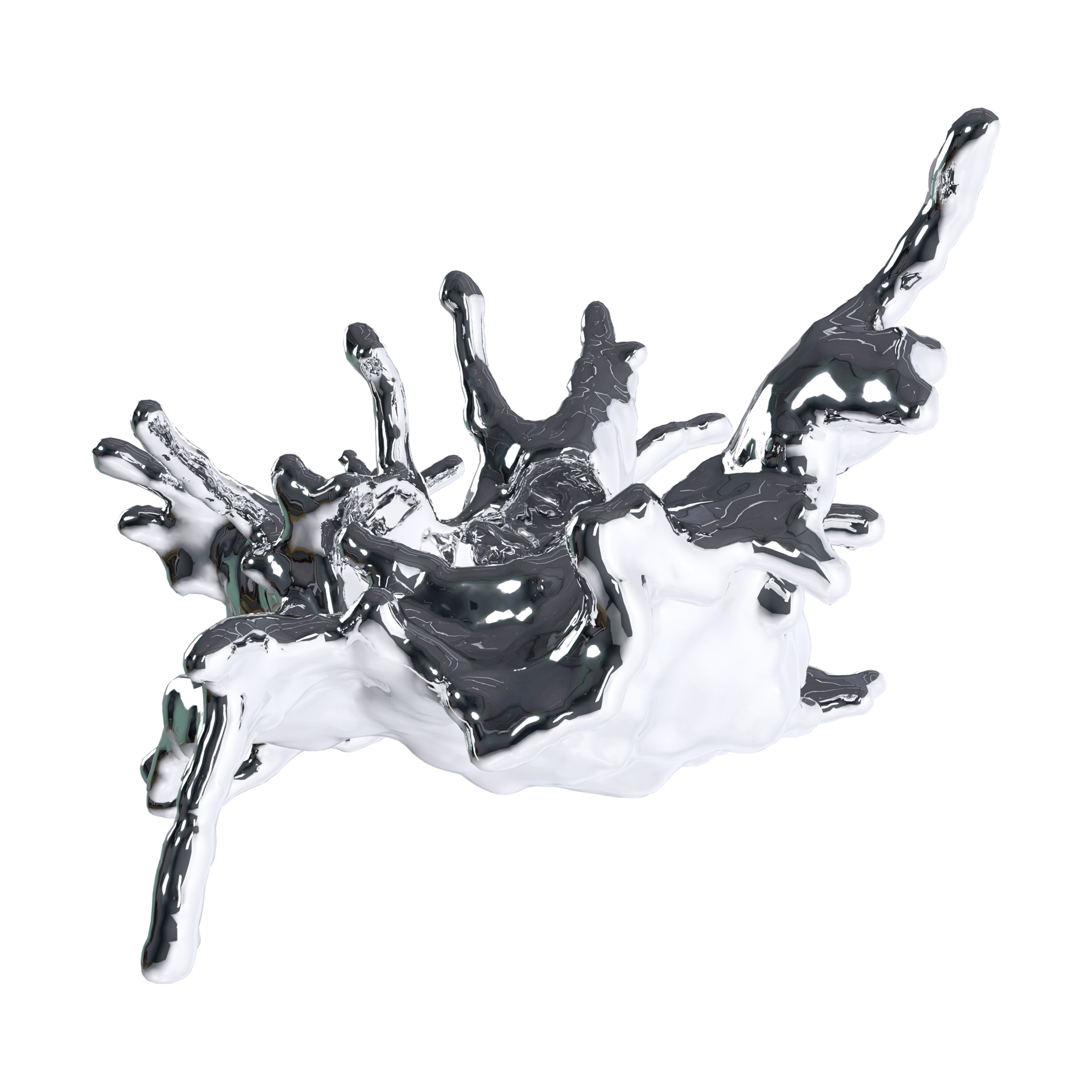 Futuristic Chrome Liquid Abstract Metallic Shape 3d Render 36152365 Png