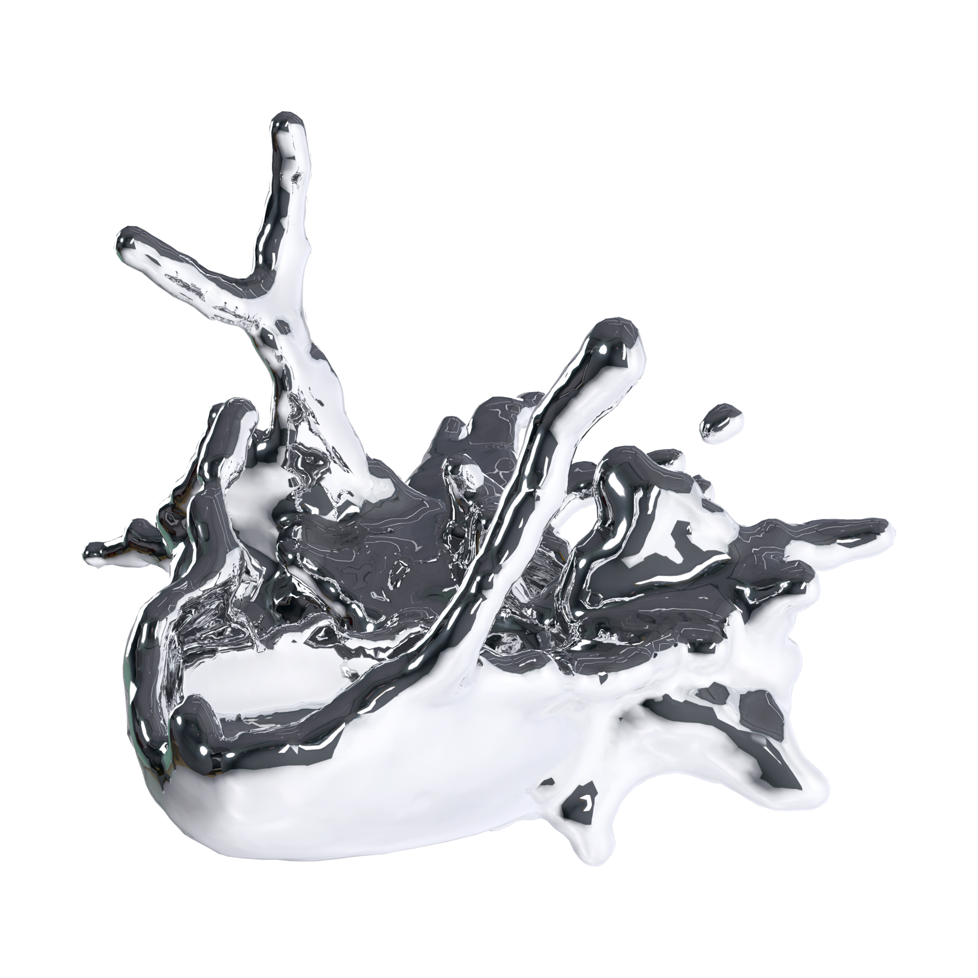 Futuristic Chrome Liquid Abstract Metallic Shape 3d Render 36152378 Png