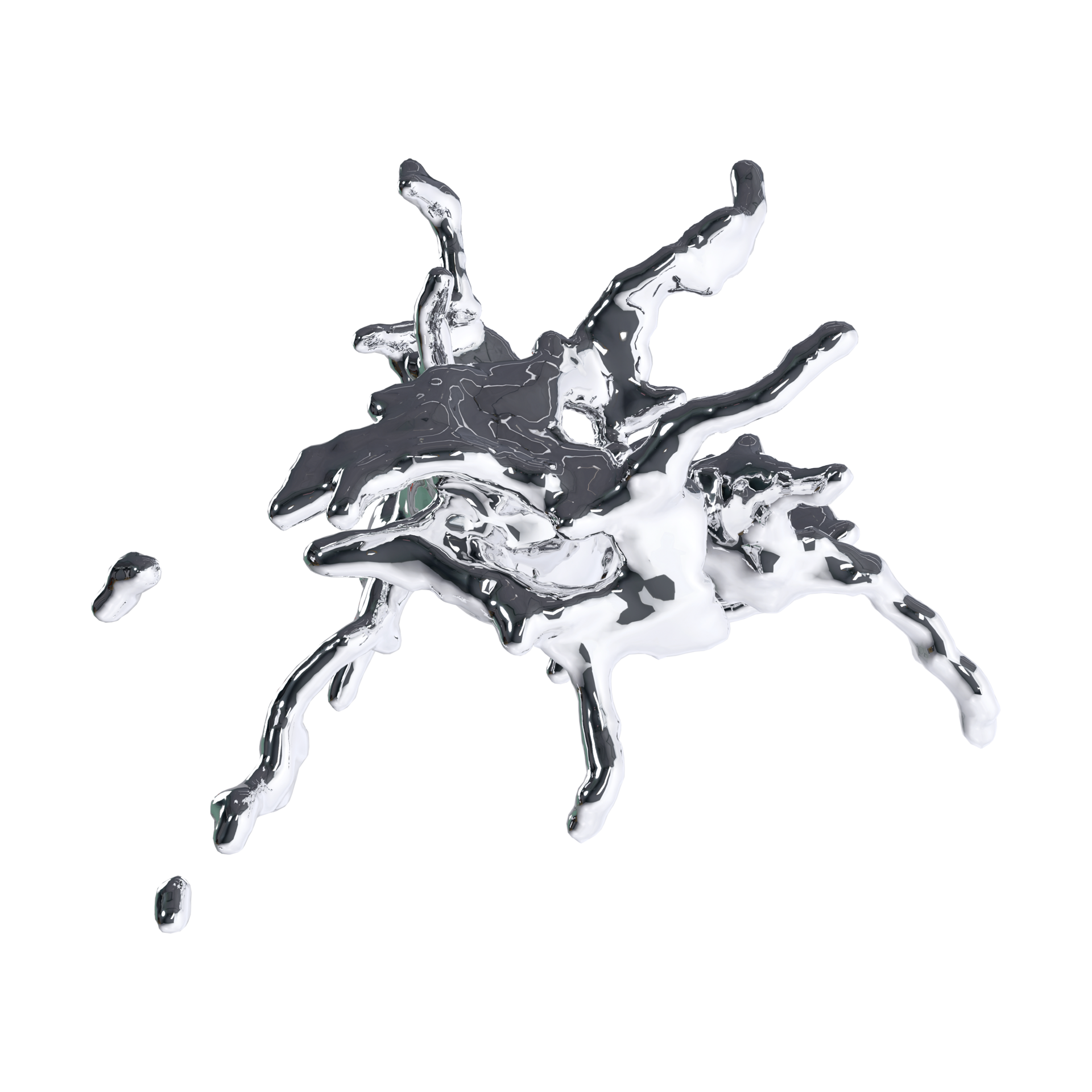 Futuristic Chrome Liquid Abstract Metallic Shape 3d Render 36152381 Png