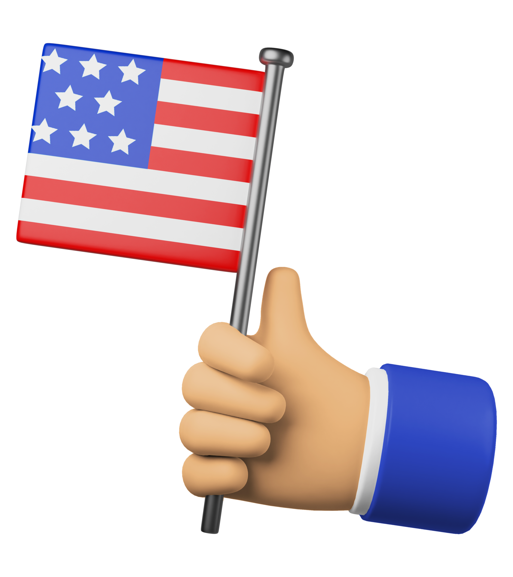 3d Illustration Hand Holding National Flag Of United States America