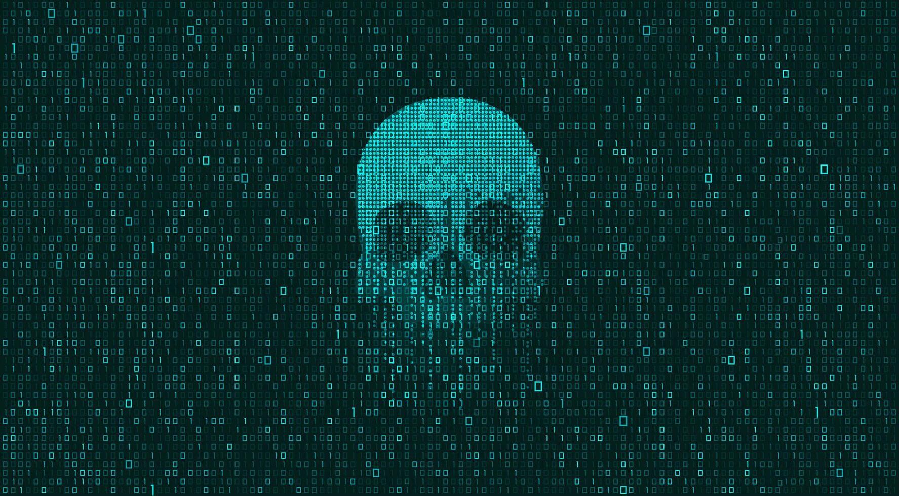 Concept Of Cyber Crime Graphic Of Skull Shape With Binary Code Background 36153337 Vector Art