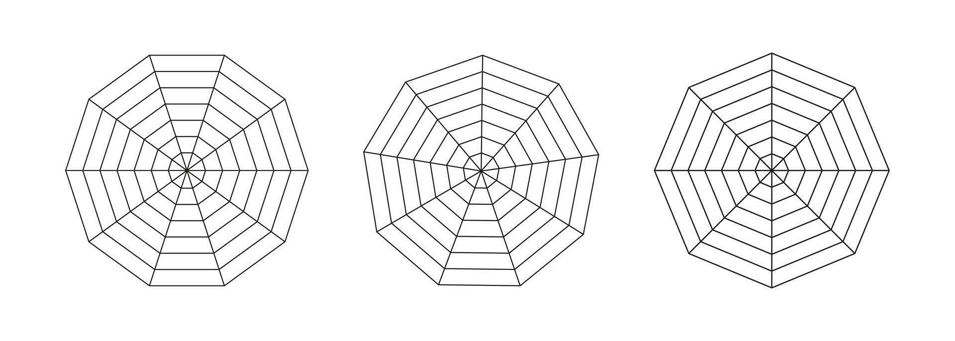 Radar Spider Diagram Templates Set Of Spider Mesh Polygon Graph Collection Of Diagram For