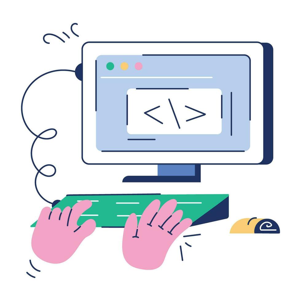 Source Code Doodle Mini Illustration 36156348 Vector Art at Vecteezy