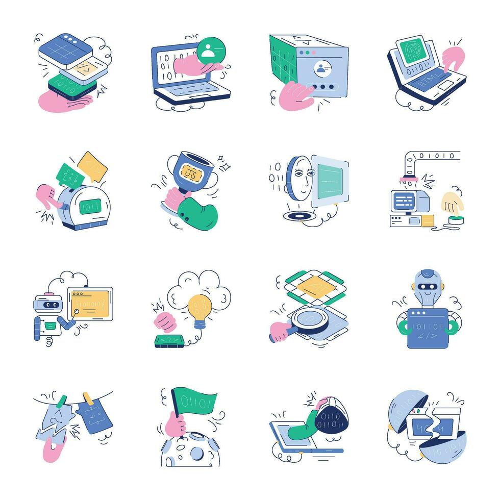 Programming Services Doodle Mini Illustrations 36156466 Vector Art at ...