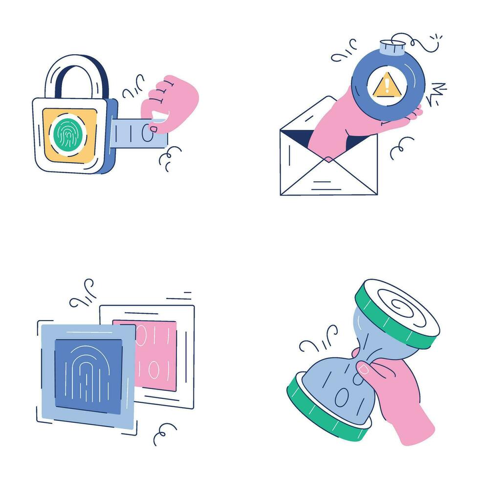 Programming and Authentication Doodle Mini Illustrations 36156474 ...