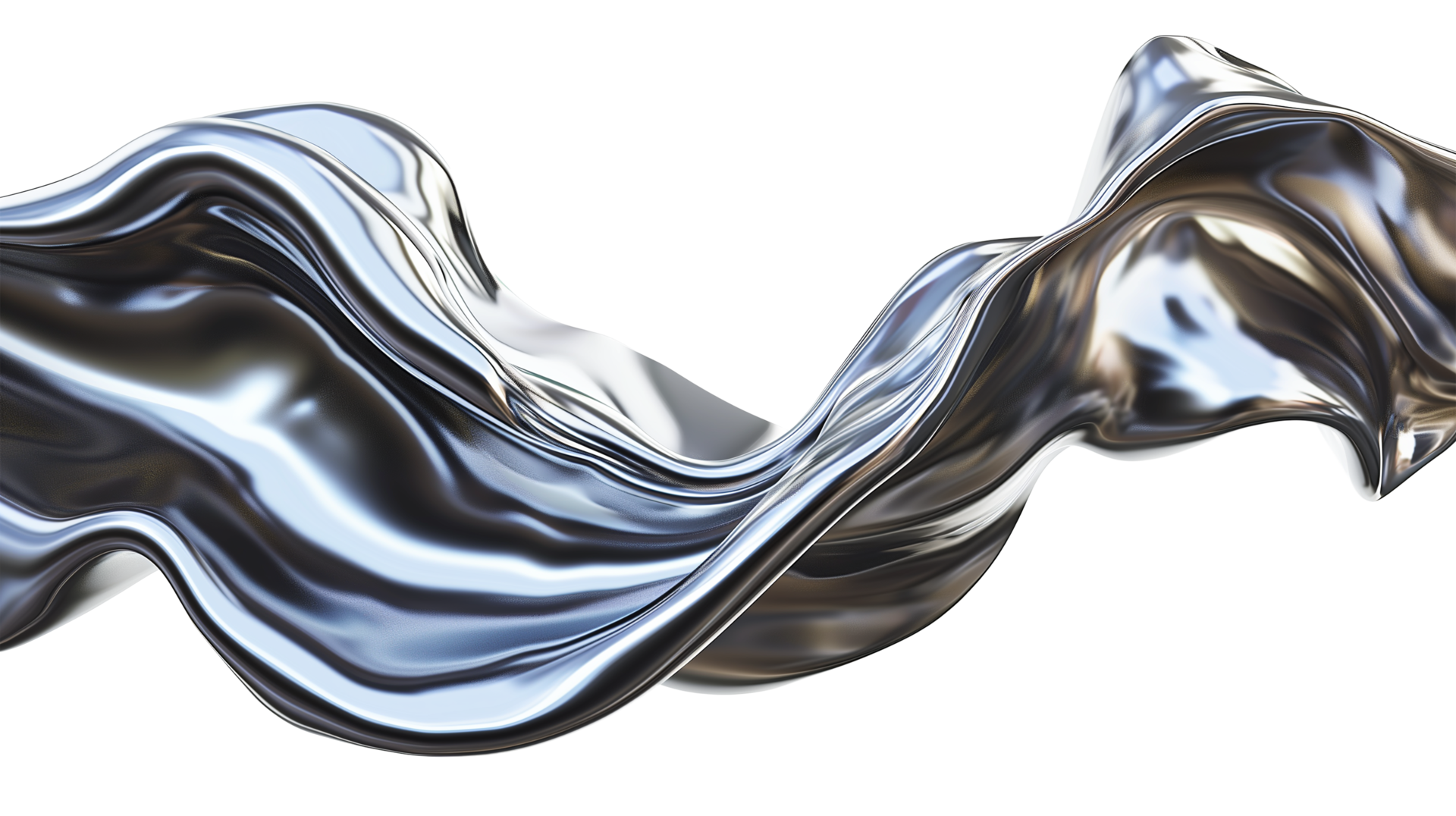 Ai Generated 3d Rendering Wave Chrome Metallic Band Flowing Abstract Metal Shape 36158924 Png