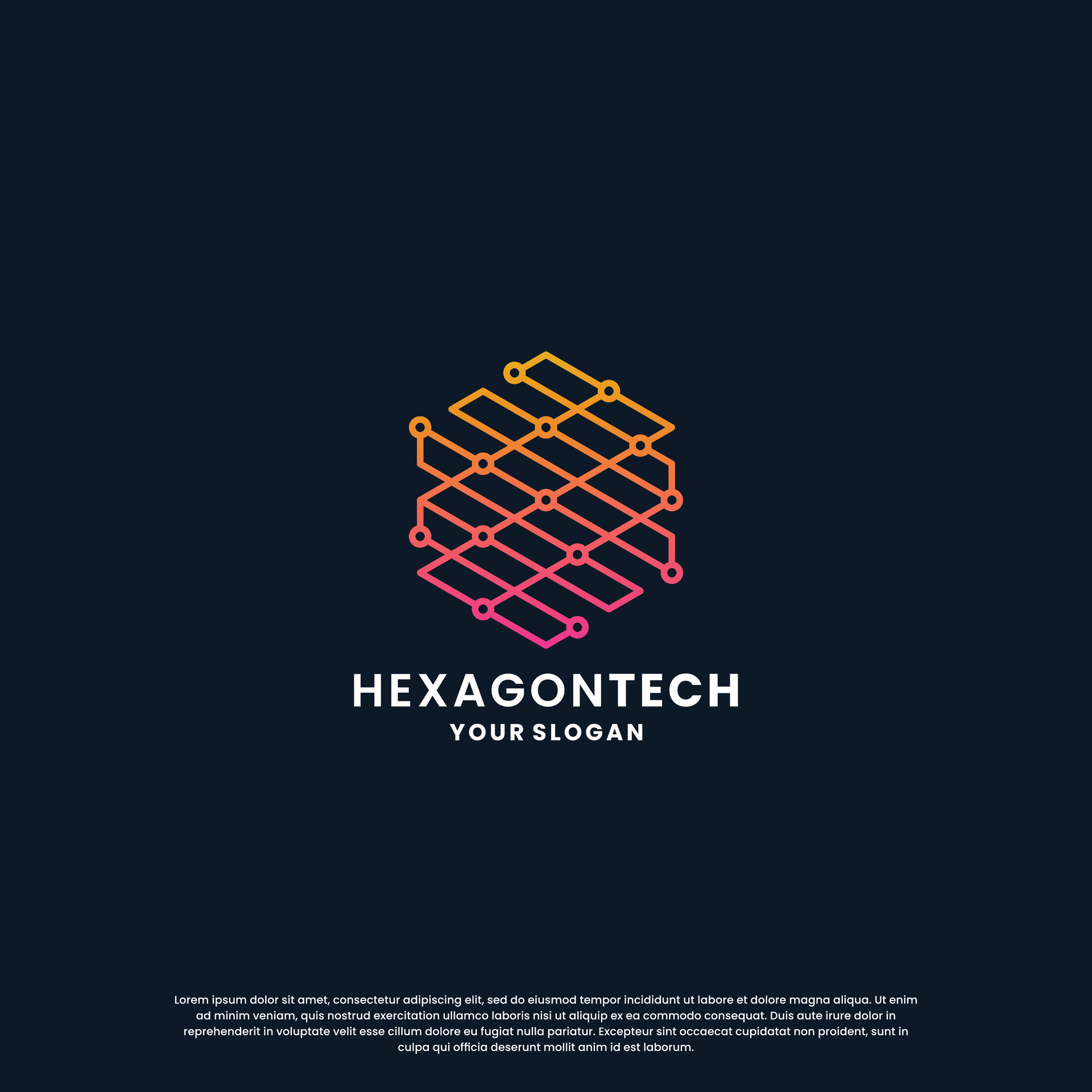 abstract logo for technology. hexagon shape and connection circuit ...