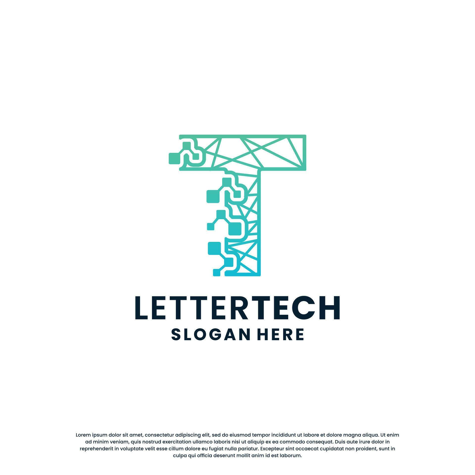 creative letter T tech, science, lab, data computing logo design for ...