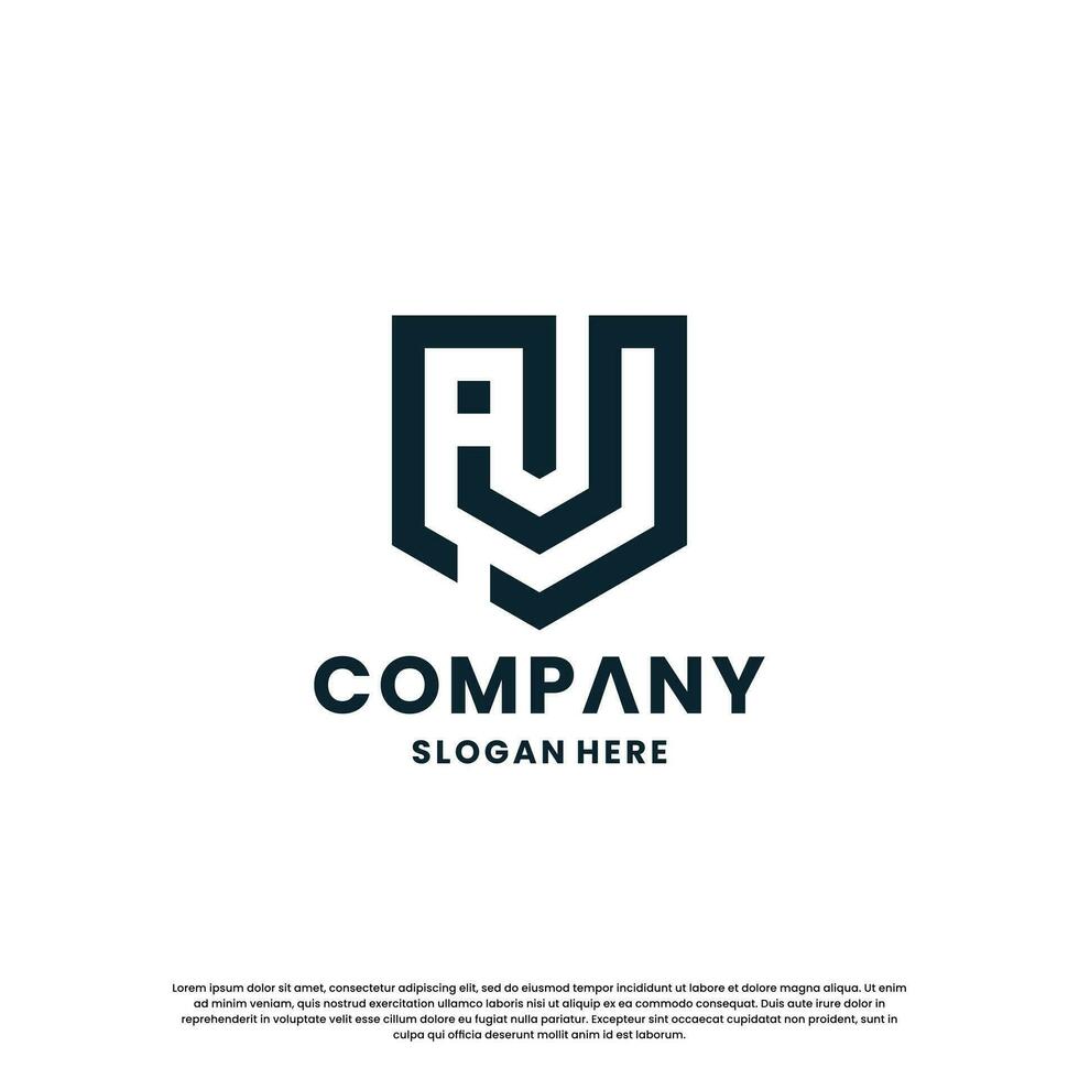 Creativo Monograma Letra J Con Proteger Combinación Logo Diseño Modelo