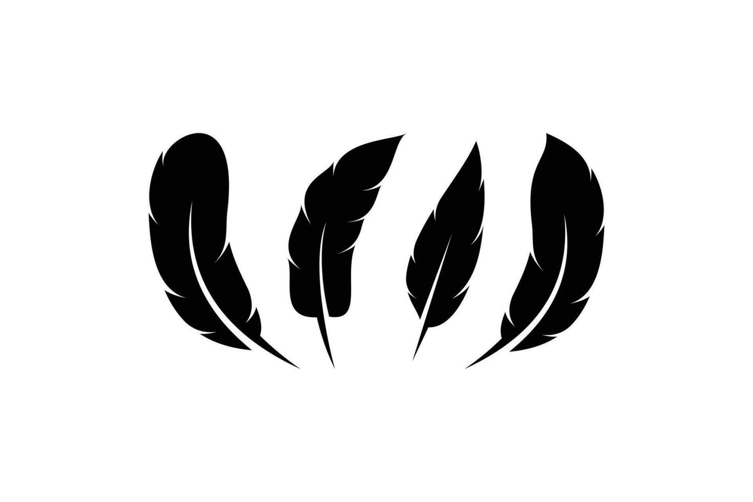 Feather vector icon logo collection. Silhouette feather pen symbol ...