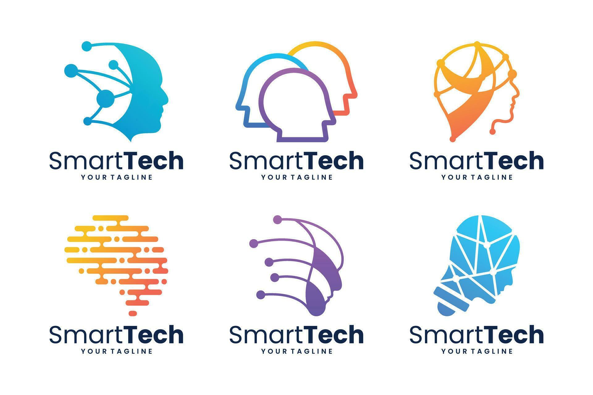 Set of artificial intelligence logo design. Smart technology, digital ...