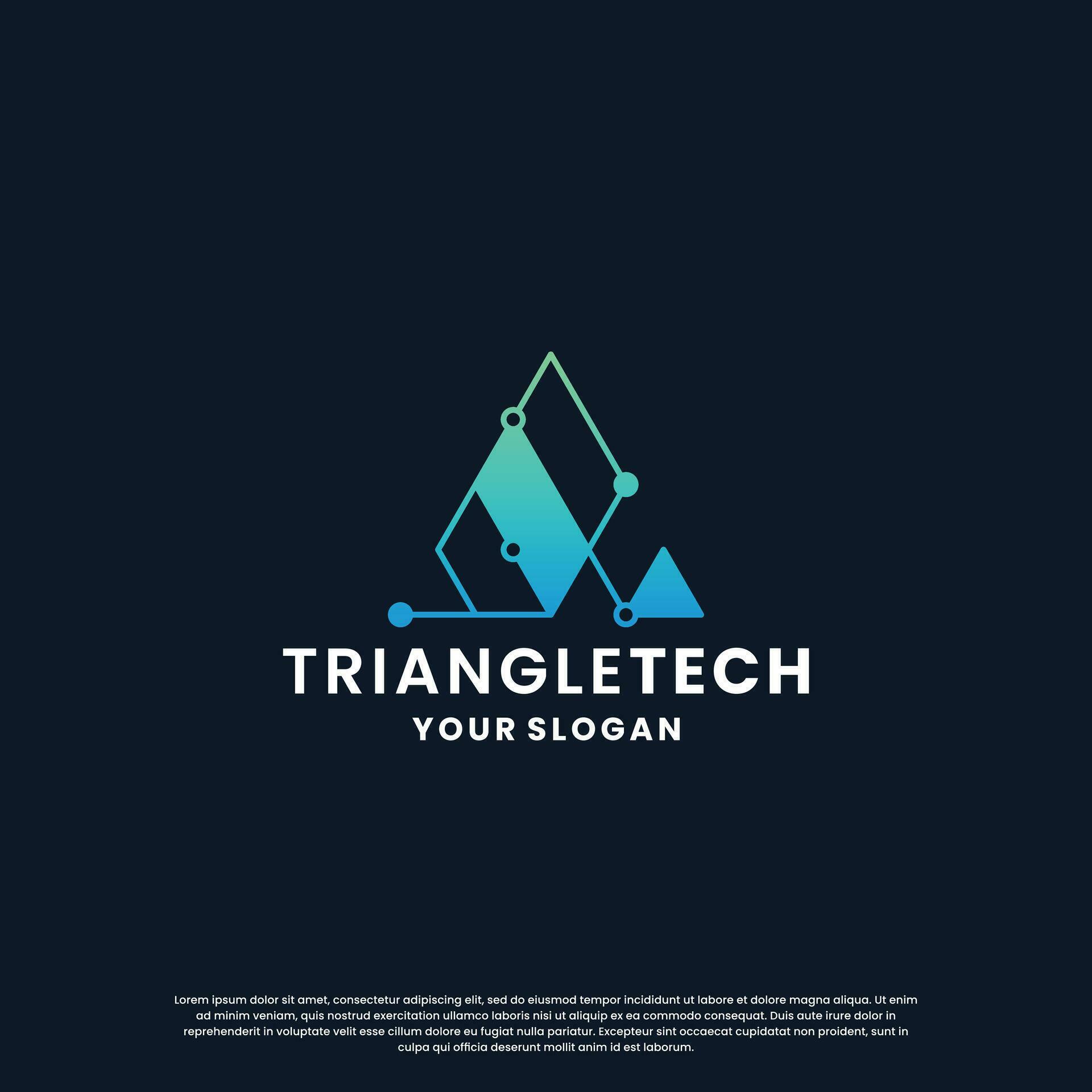 abstract logo for technology. triangle shape and connection circuit ...