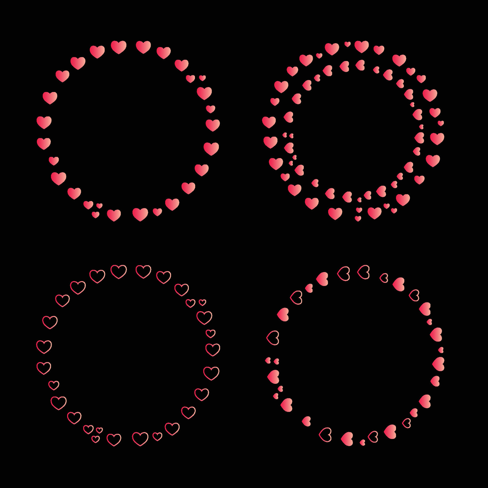 Set of frame of heart circle frames, circle frame of hearts, valentne ...