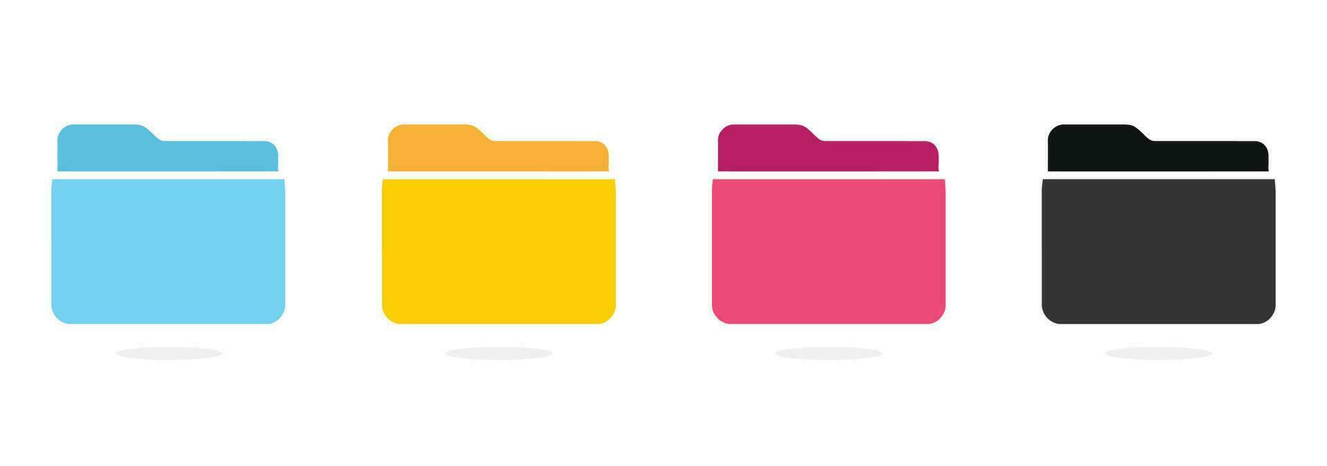 Set Of Icon Folder Computer File Colourful Document Binder Data Archive Modern Simple 2d Yellow