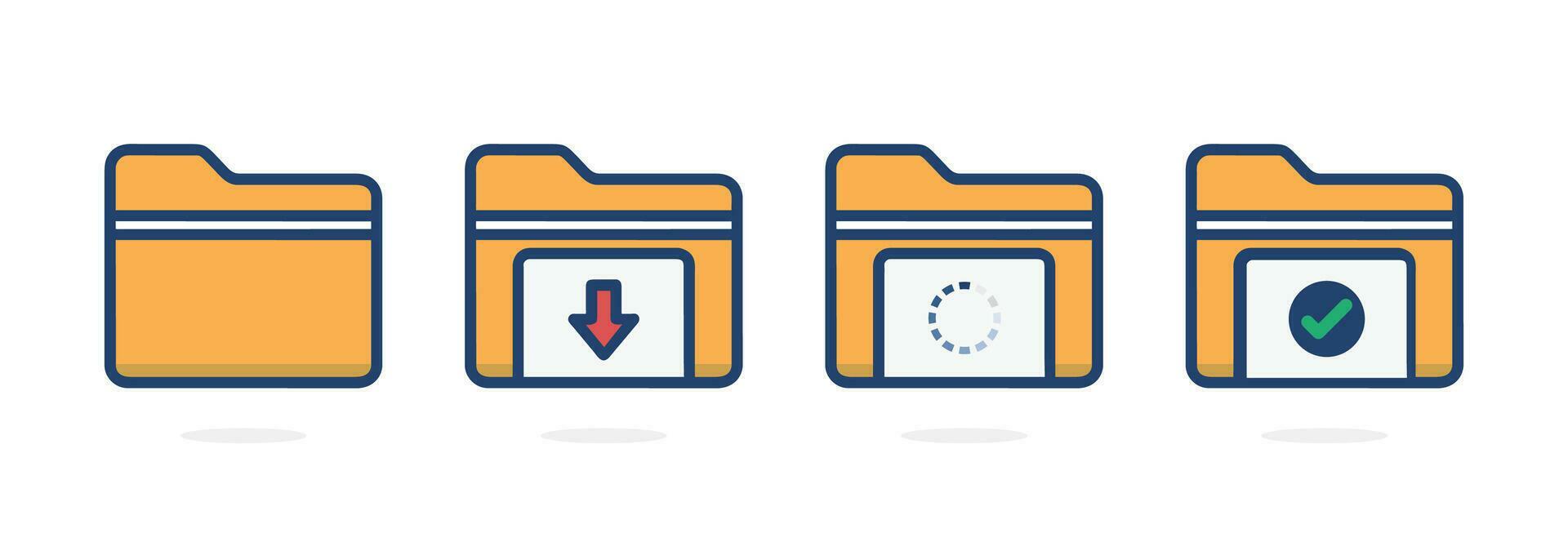 set of modern 2d flat download computer file folder icon, ui design ...