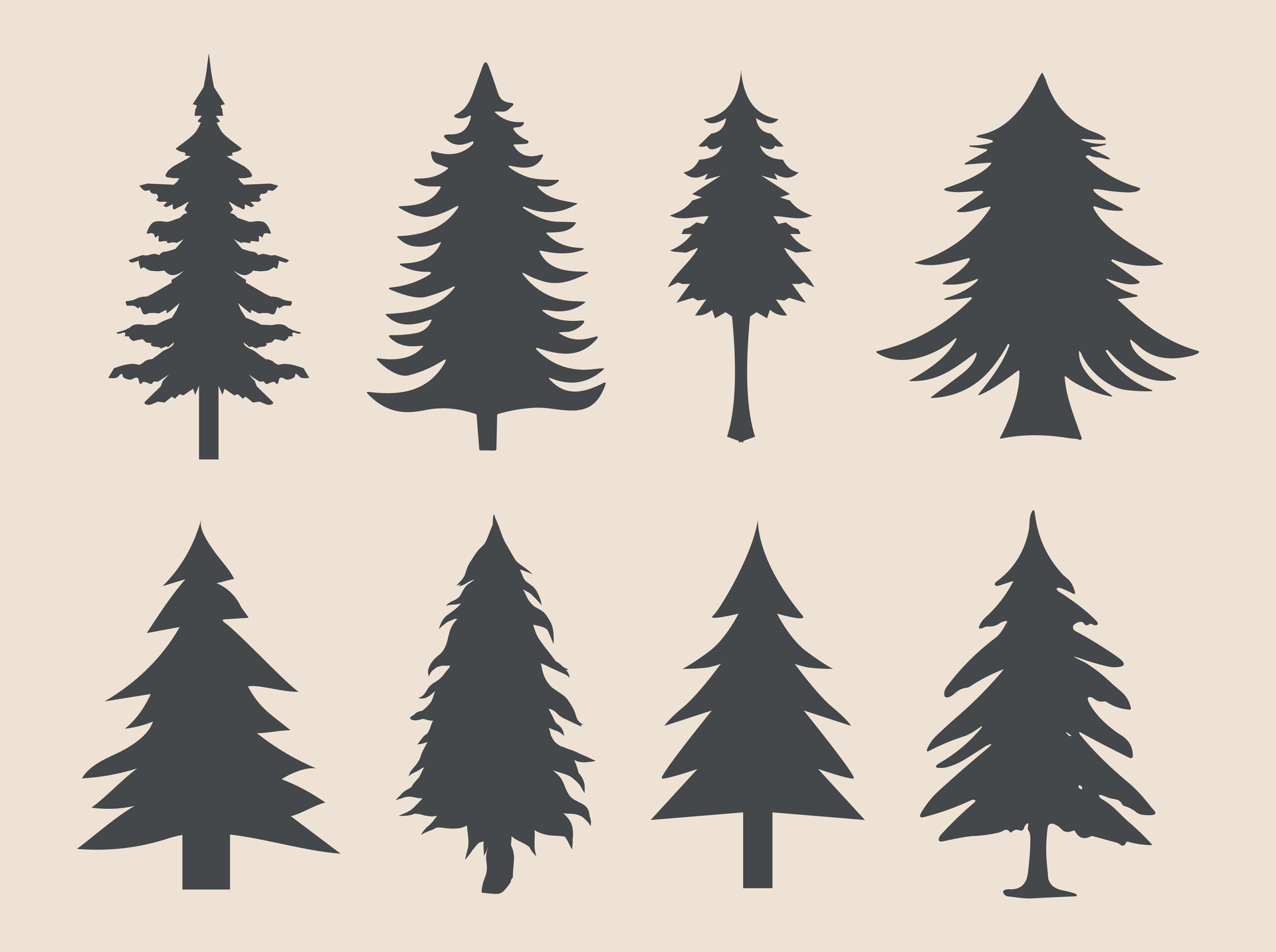 professional pine trees silhouette vector art 36171920 Vector Art at ...